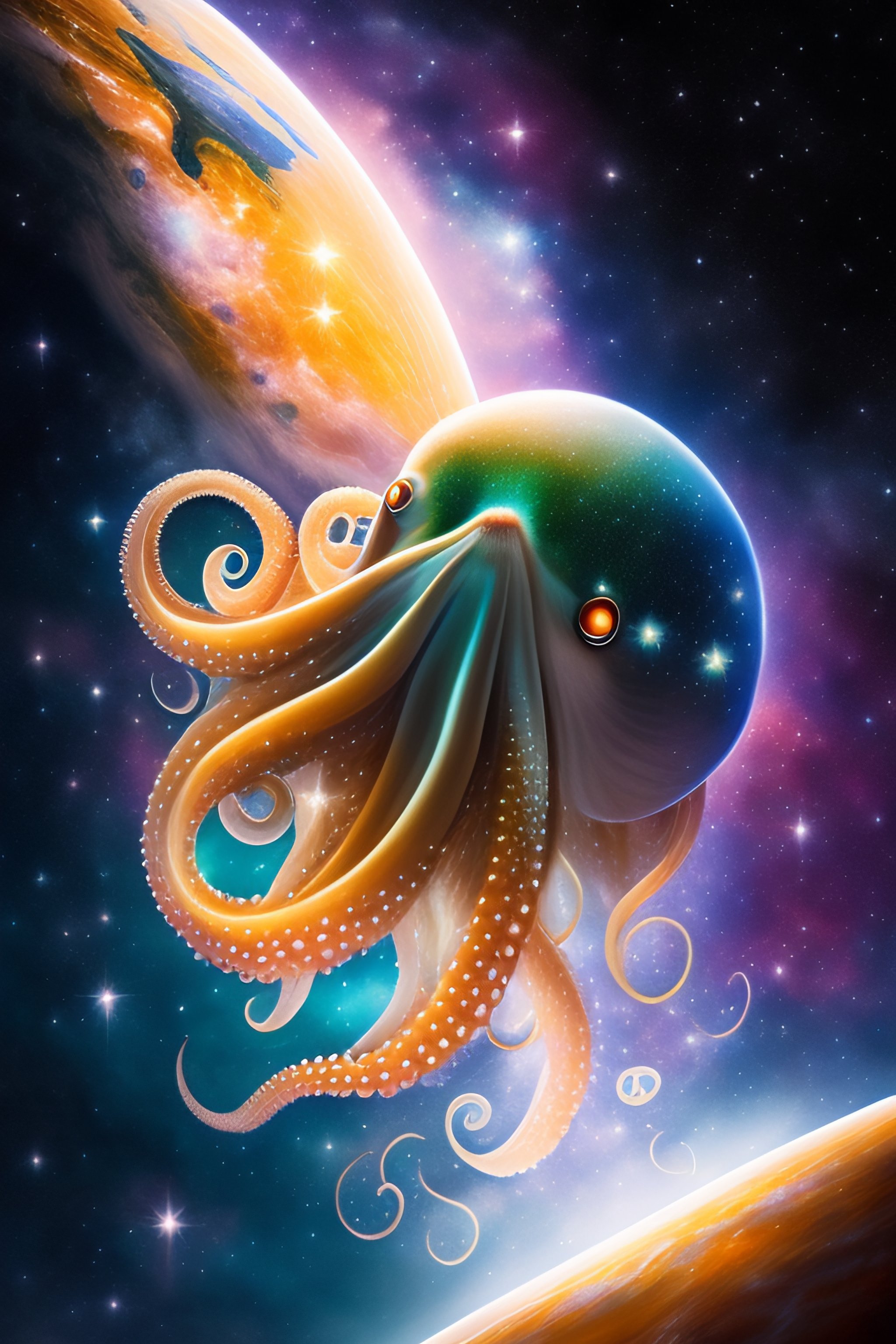 Lexica - Octopus playing with stars in space