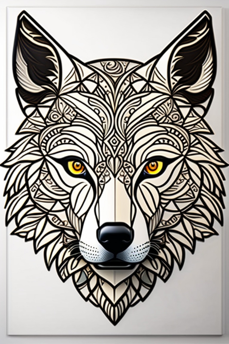 Lexica - Symmetrical head of a wolf, square Mandalas for coloring pages ...