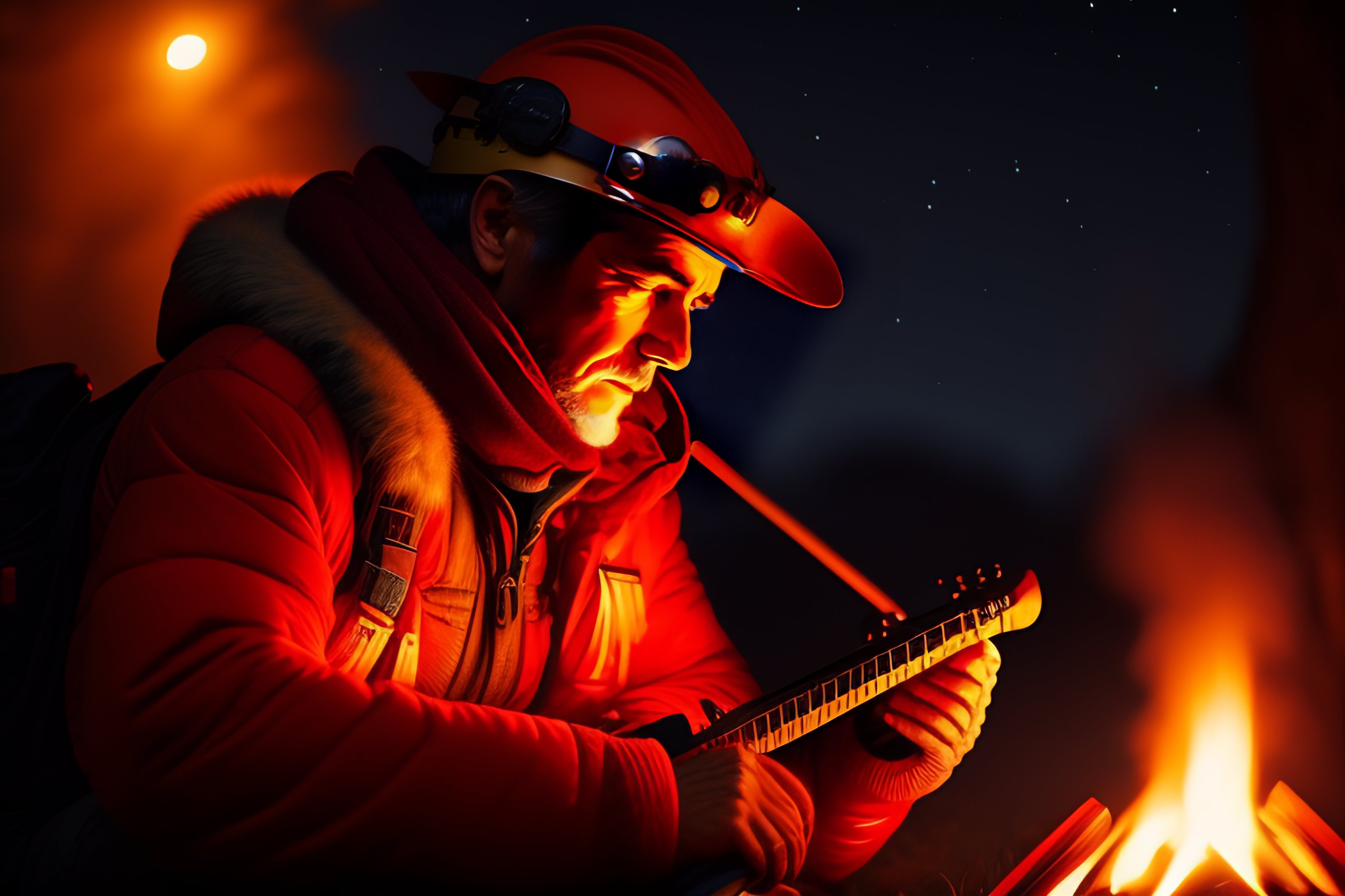 Lexica - Older man, engineer, wearing red gear with ((yellow helmet ...