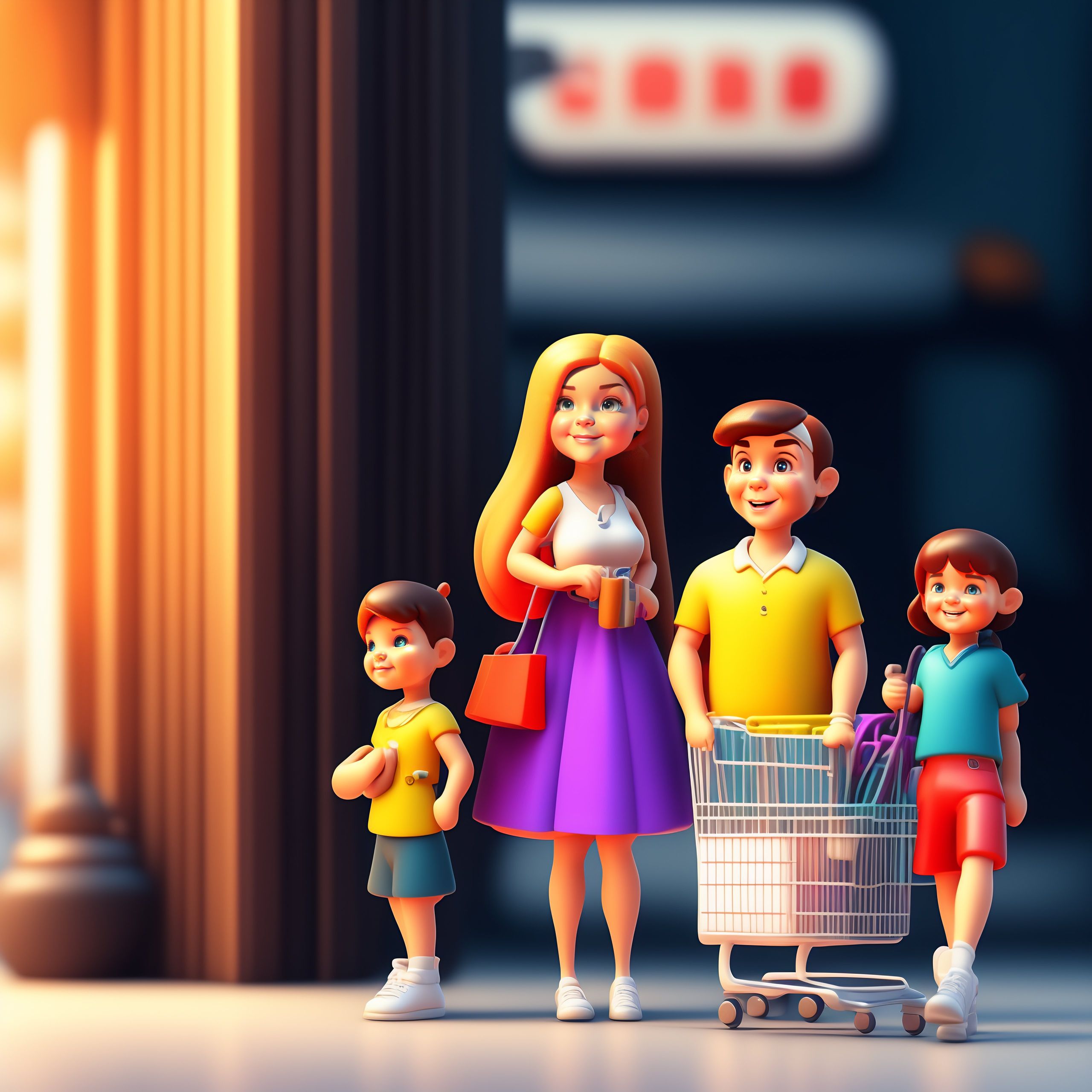 Lexica - Cartoon family doing shopping, white background, cartoon ...
