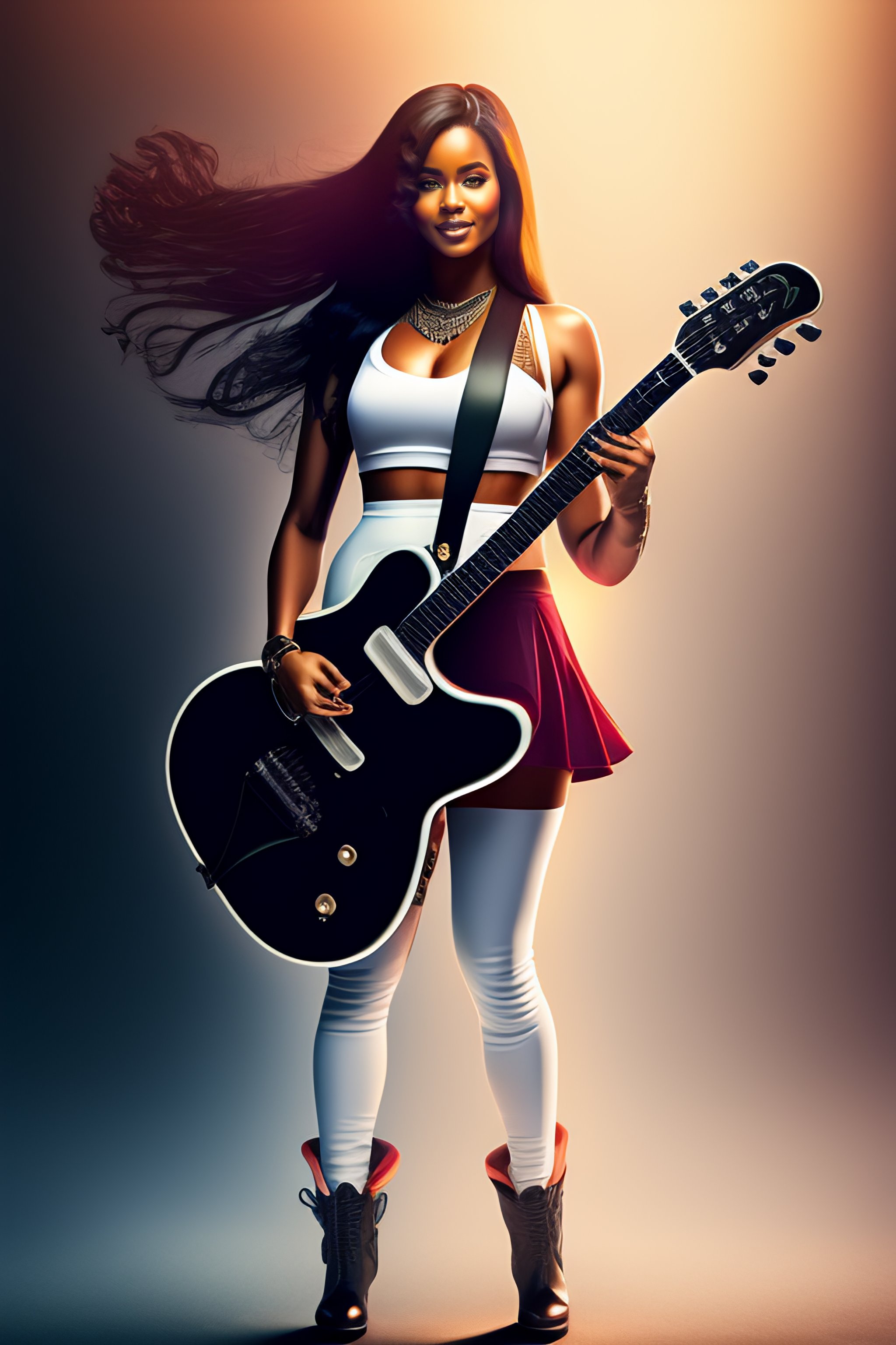 Lexica - Beautiful girl dressing like a rockstar, holding with electric ...