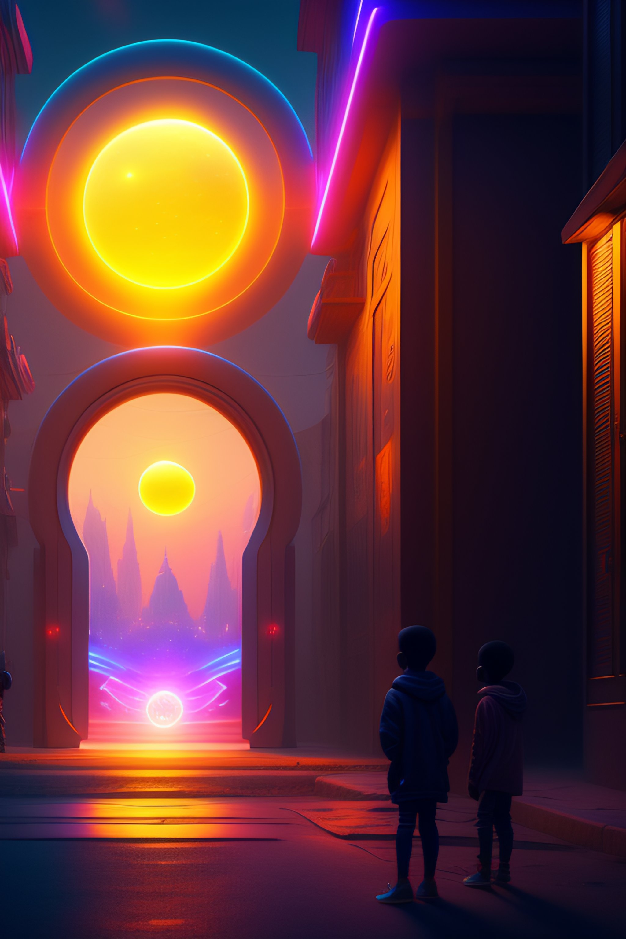 Lexica - An 8k resolution matte painting of black children playing with ...