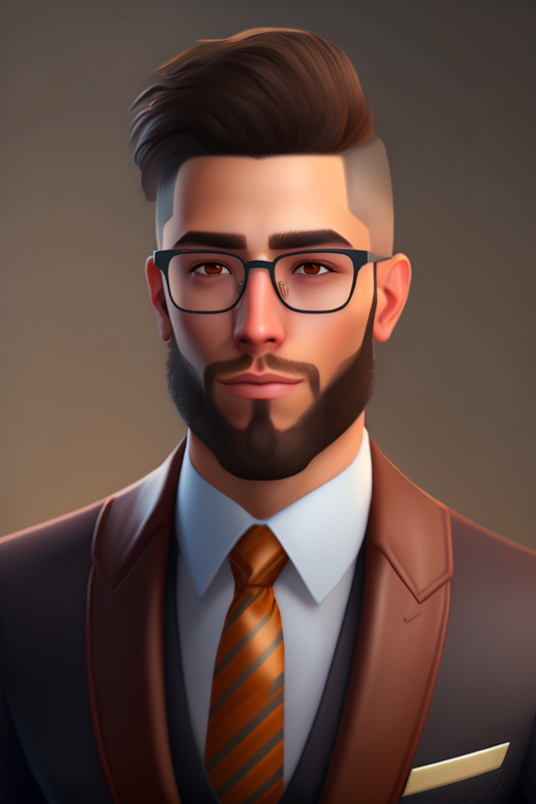 Lexica - Young man with a beard and glasses, tie and toothpick, with ...
