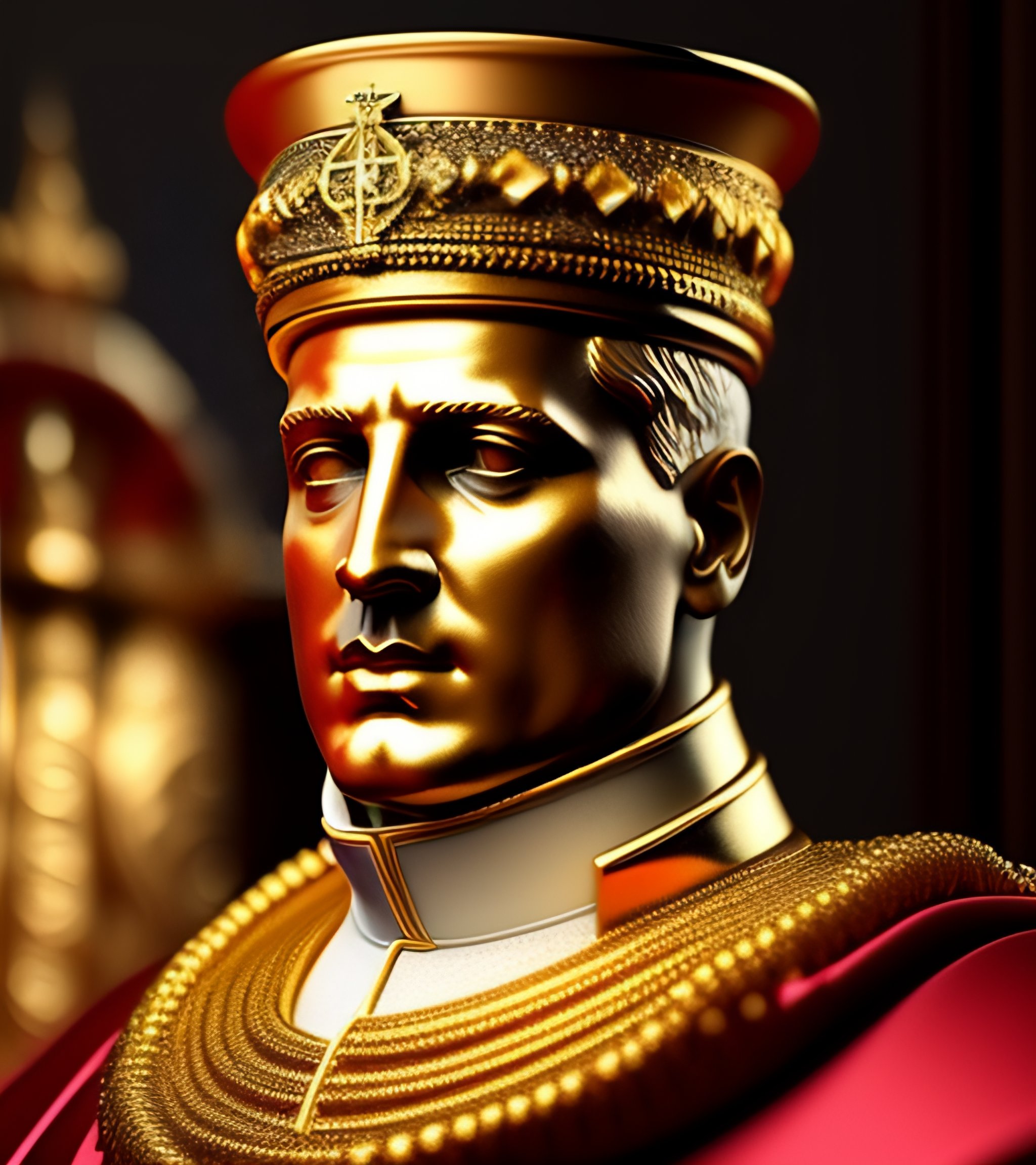 Lexica - A 3D portrait of a Vatican pope in gold gangster dresses and ...