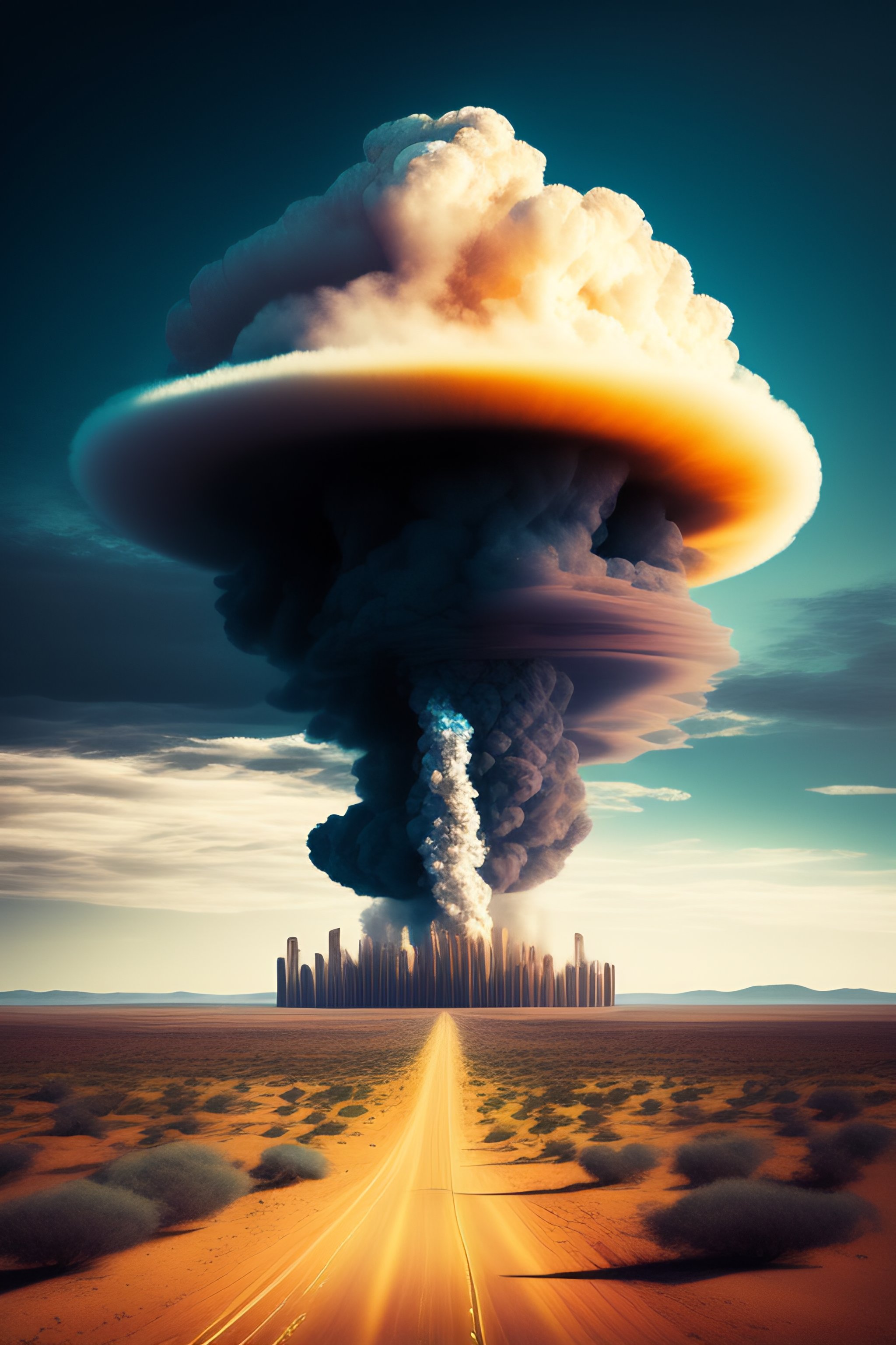 Lexica - Australia, city, post apocalyptic, mushroom cloud, disaster