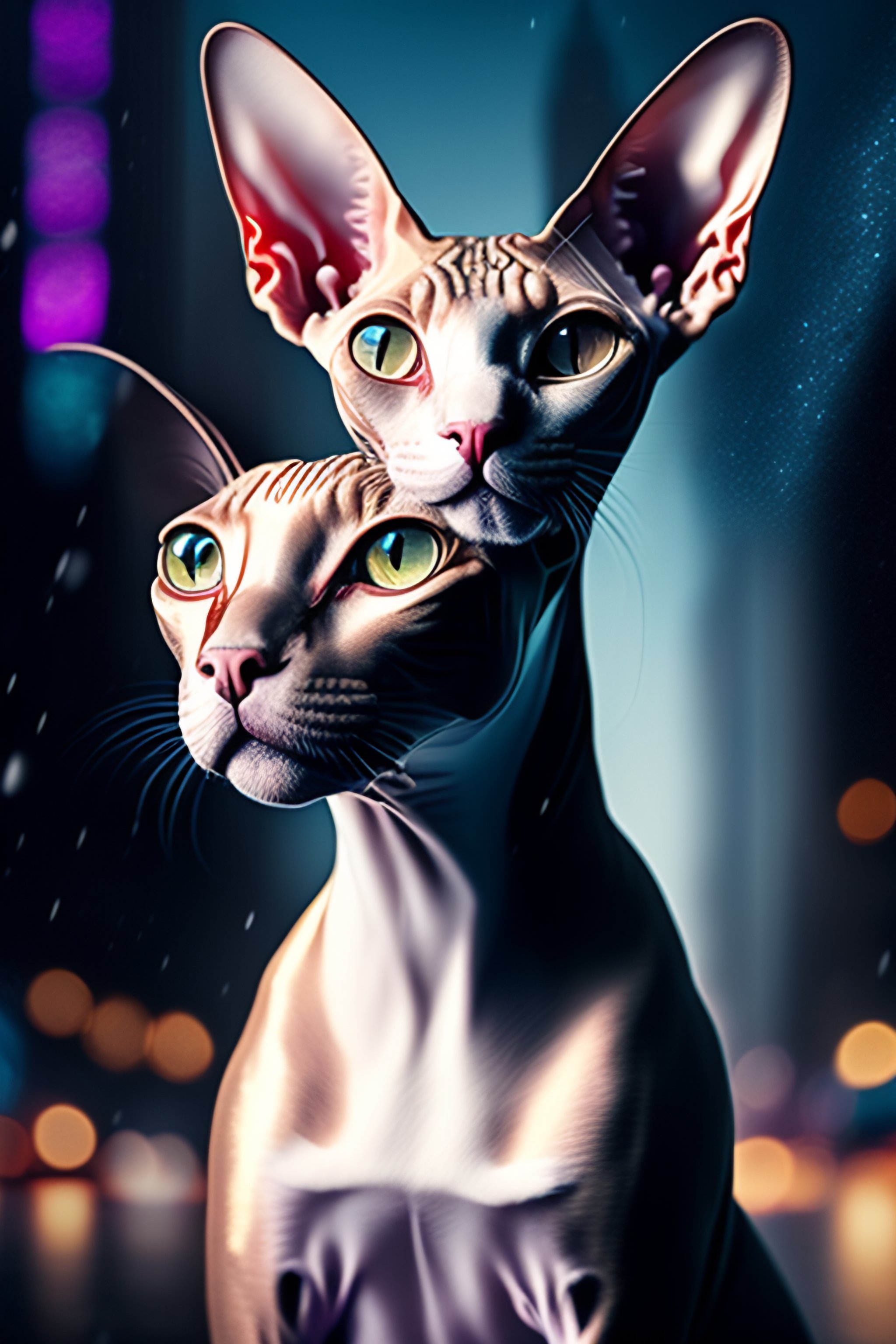 Lexica - Glitter detailed sphynx cat looking at the new york city ...
