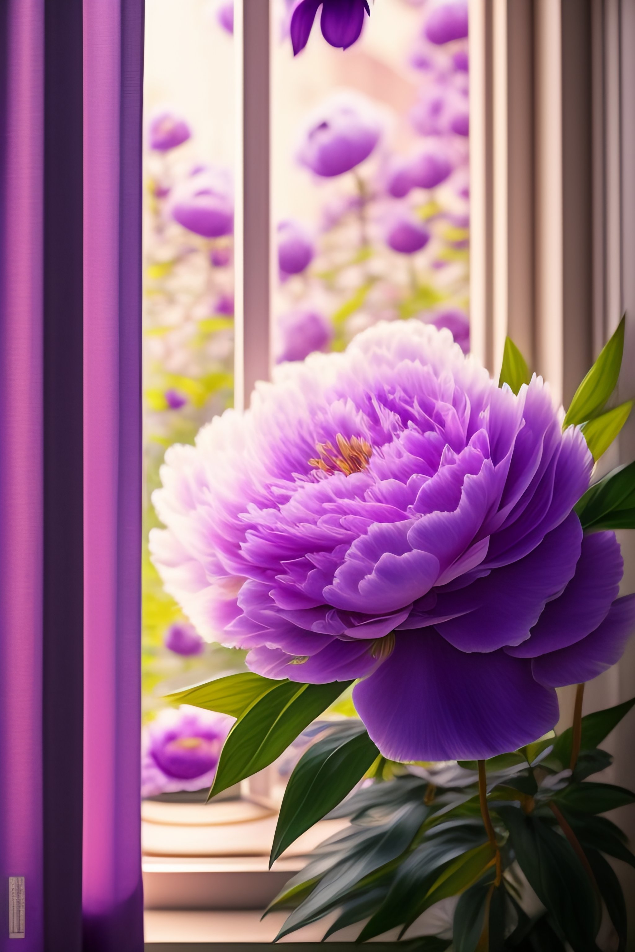 Lexica - By akio watanabe, manga art, light violet blue peony outside ...