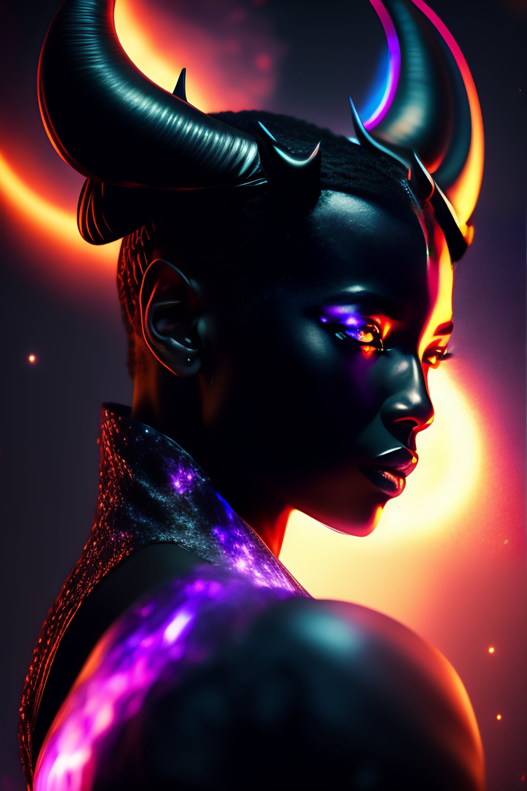 Lexica - A demonic all black human entity with horns that has white ...