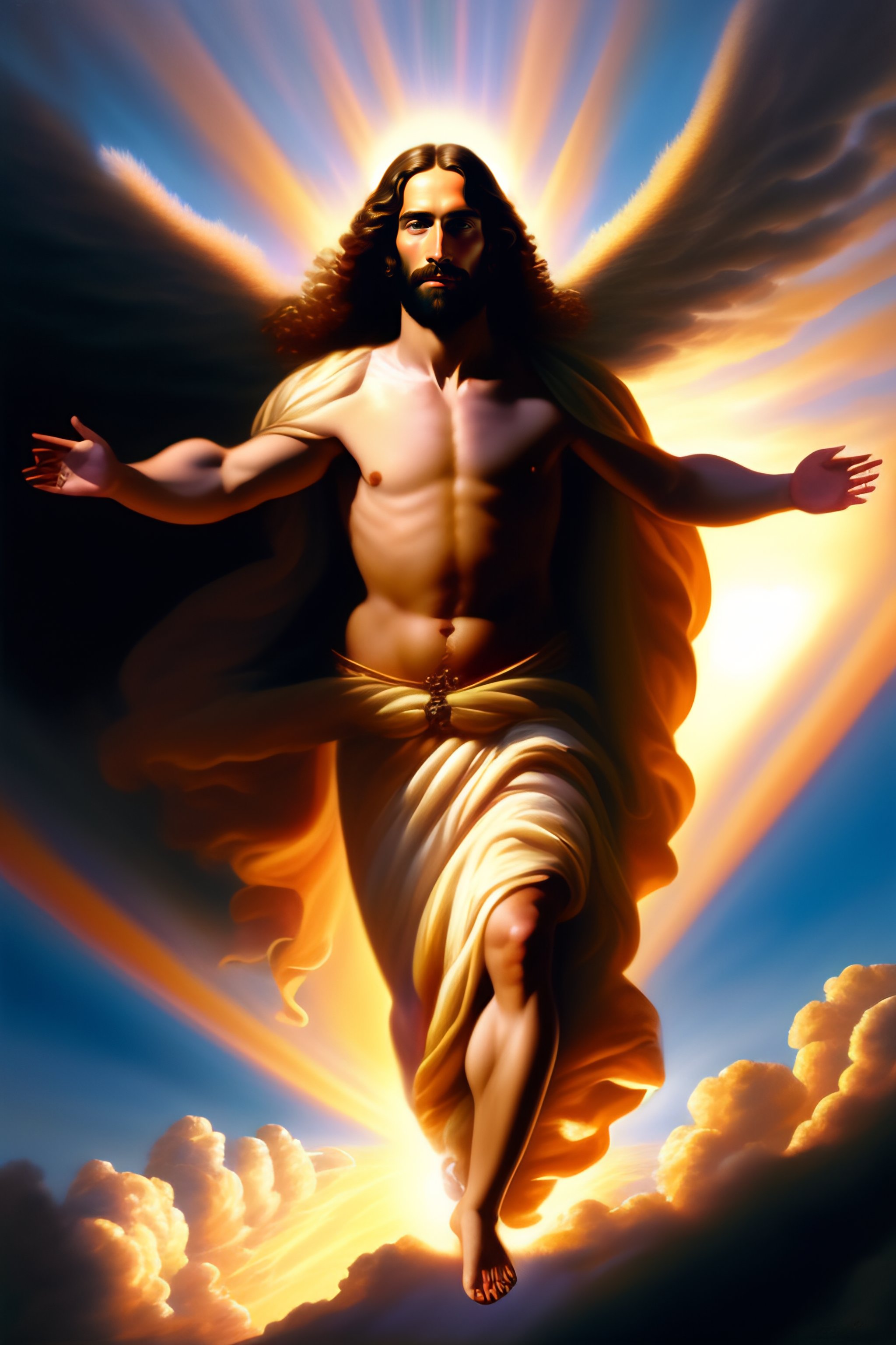 Lexica - An Image of Jesus, in all his great glory, descending from the ...