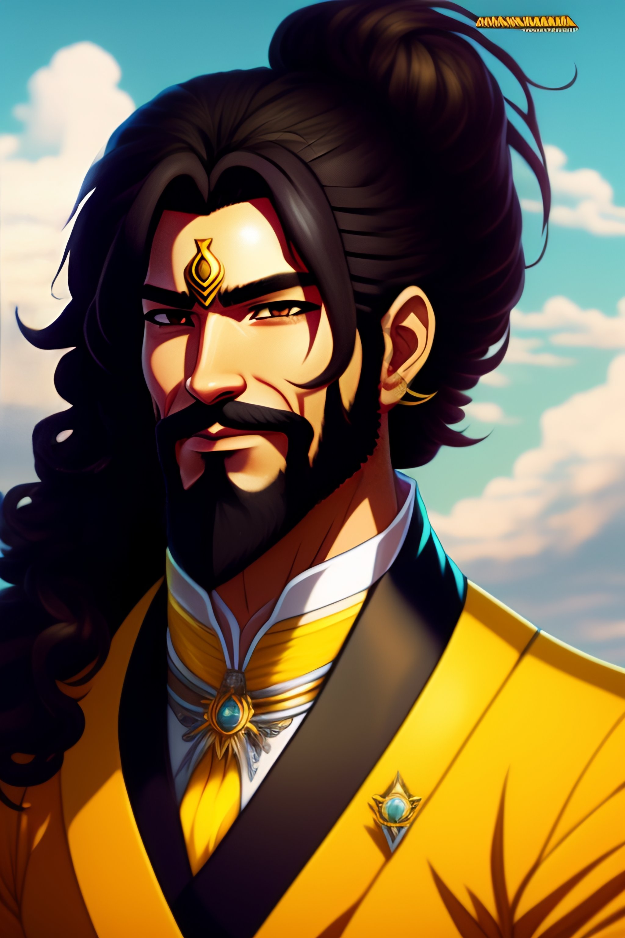 Lexica - Anime warrior king, latin American42 years old, black long ...