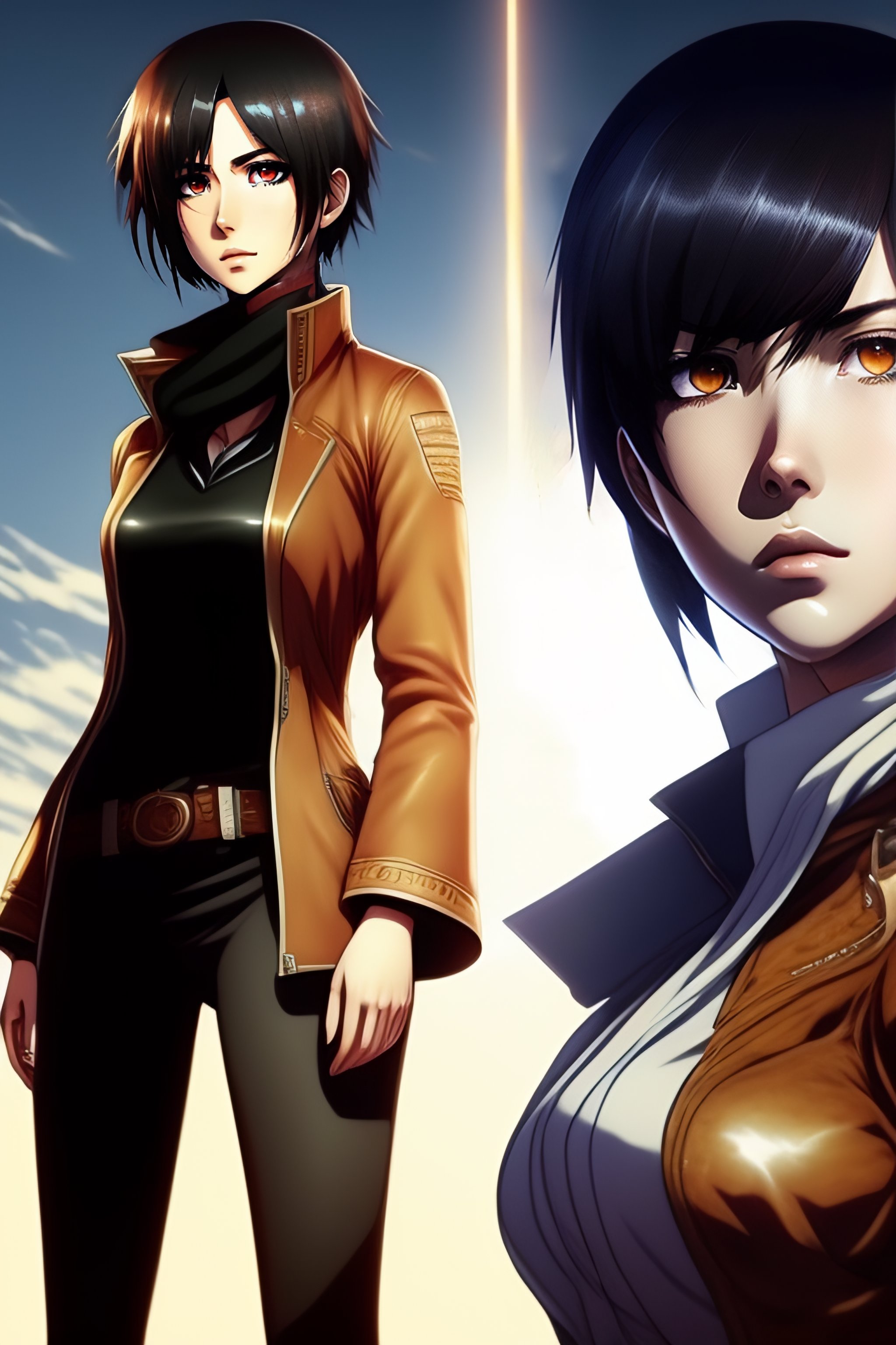 Lexica - Eren yeager and mikasa ackerman standing next to each other ...