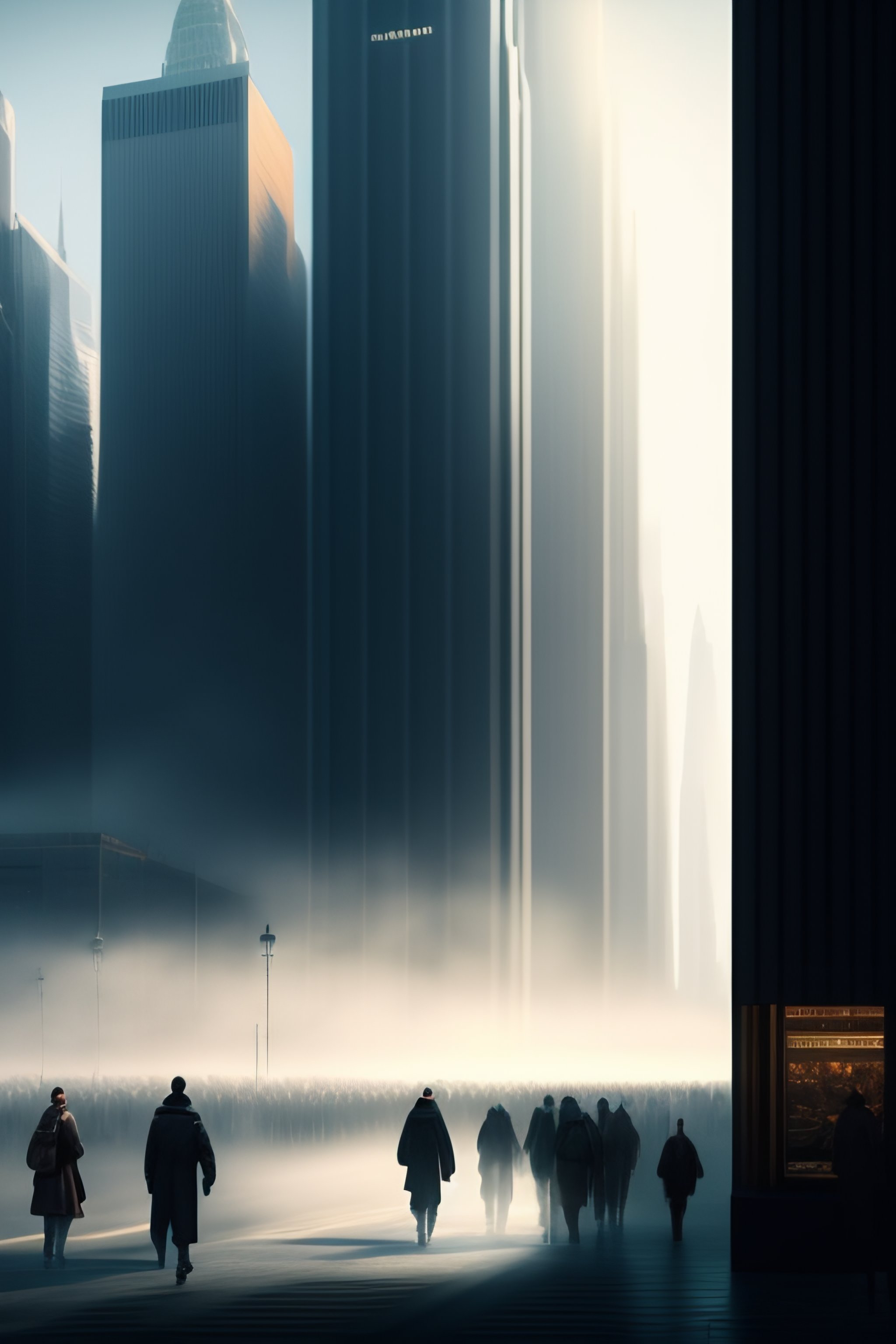 Lexica - Diffuse Busy metropolitan city with mist and sunlight with ...