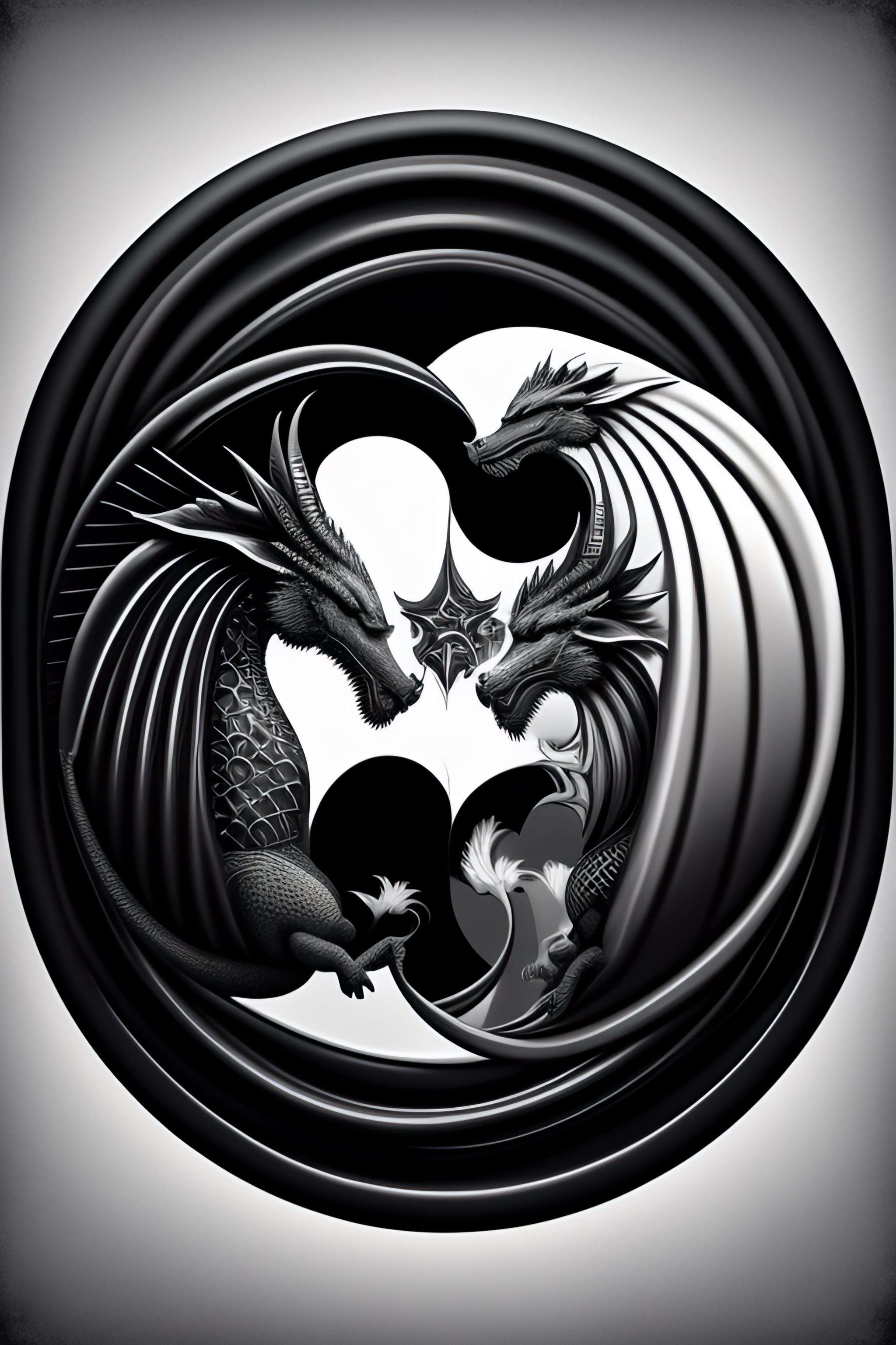 Lexica - Dragons black and white flying and swimming making up the yin ...