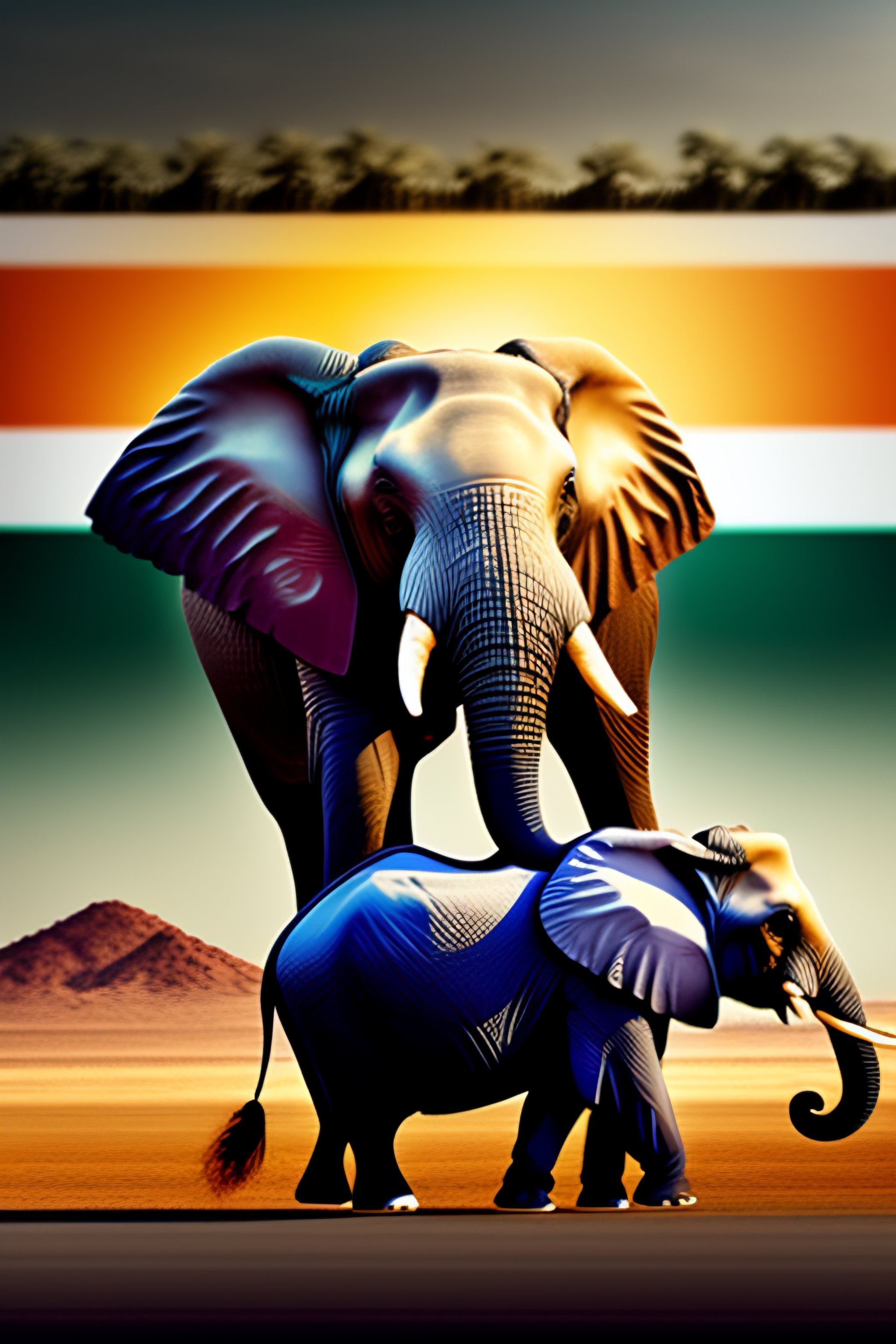 Lexica - Donald j Trump riding an elephant to the Mexican border the ...