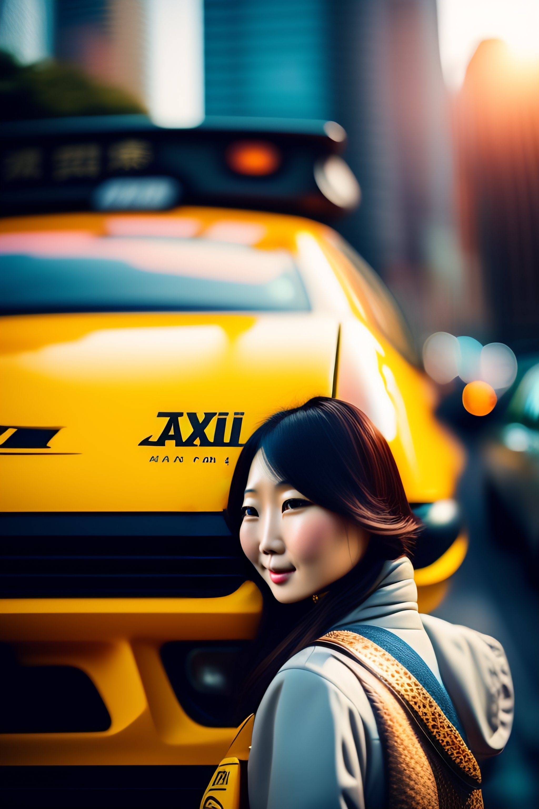Lexica - Taxi, Taipei 101, fashion, girl, sunshine, with a logo "taiwan ...