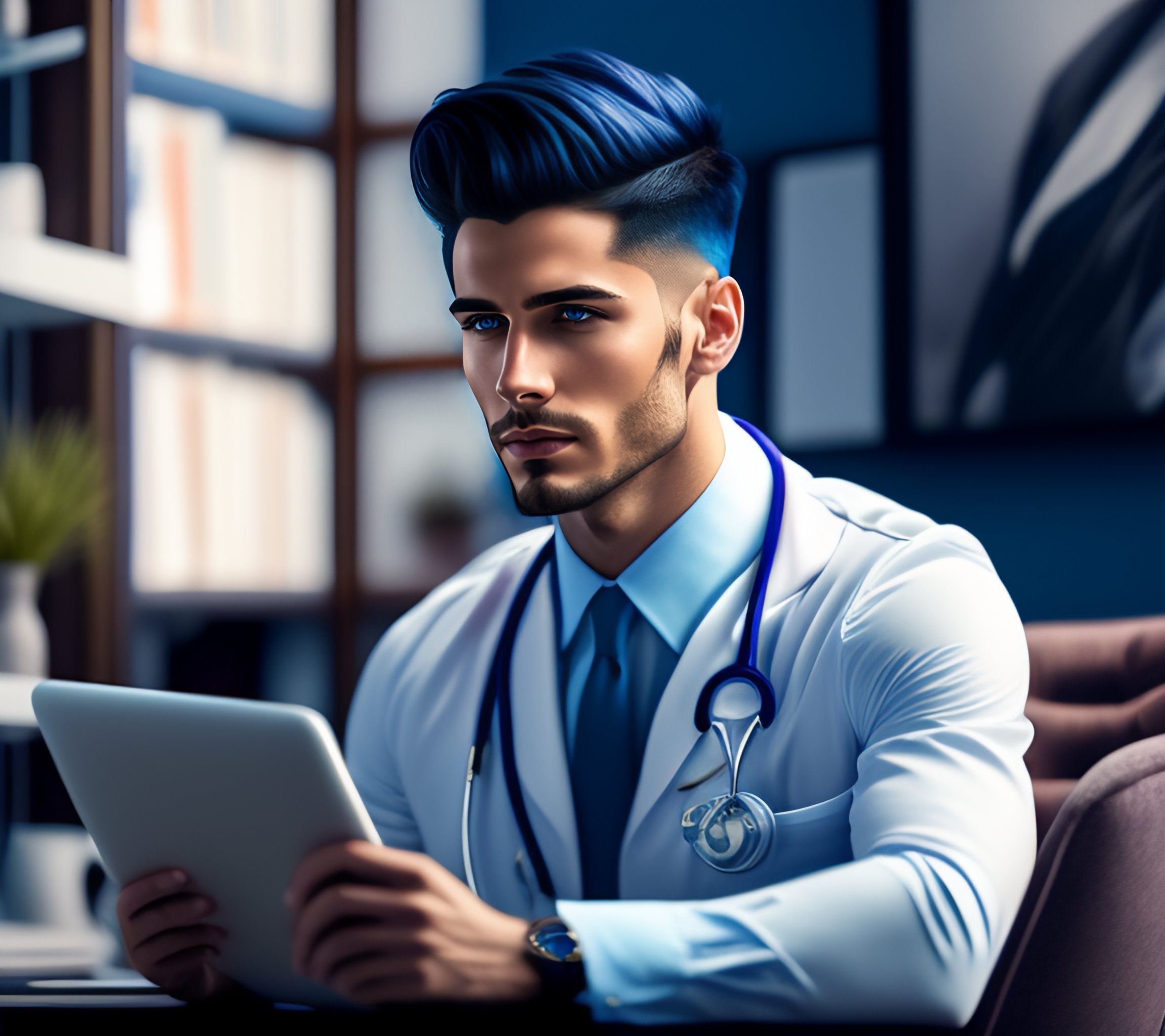 Lexica - A young modern and sophisticated man doctor, blue tones ...
