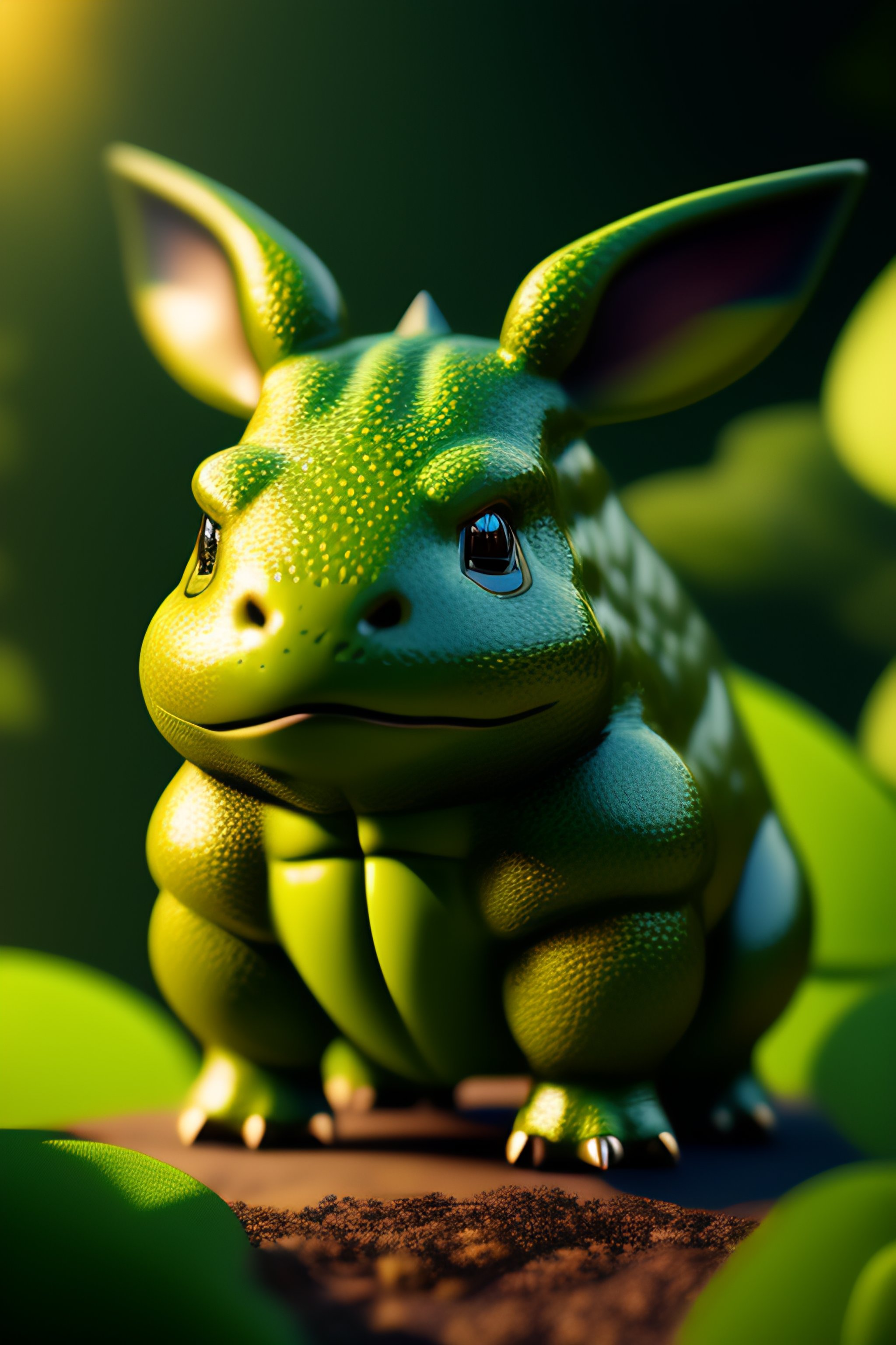 Lexica - Full body photo of Bulbassaur pokemon in mostly green colour ...