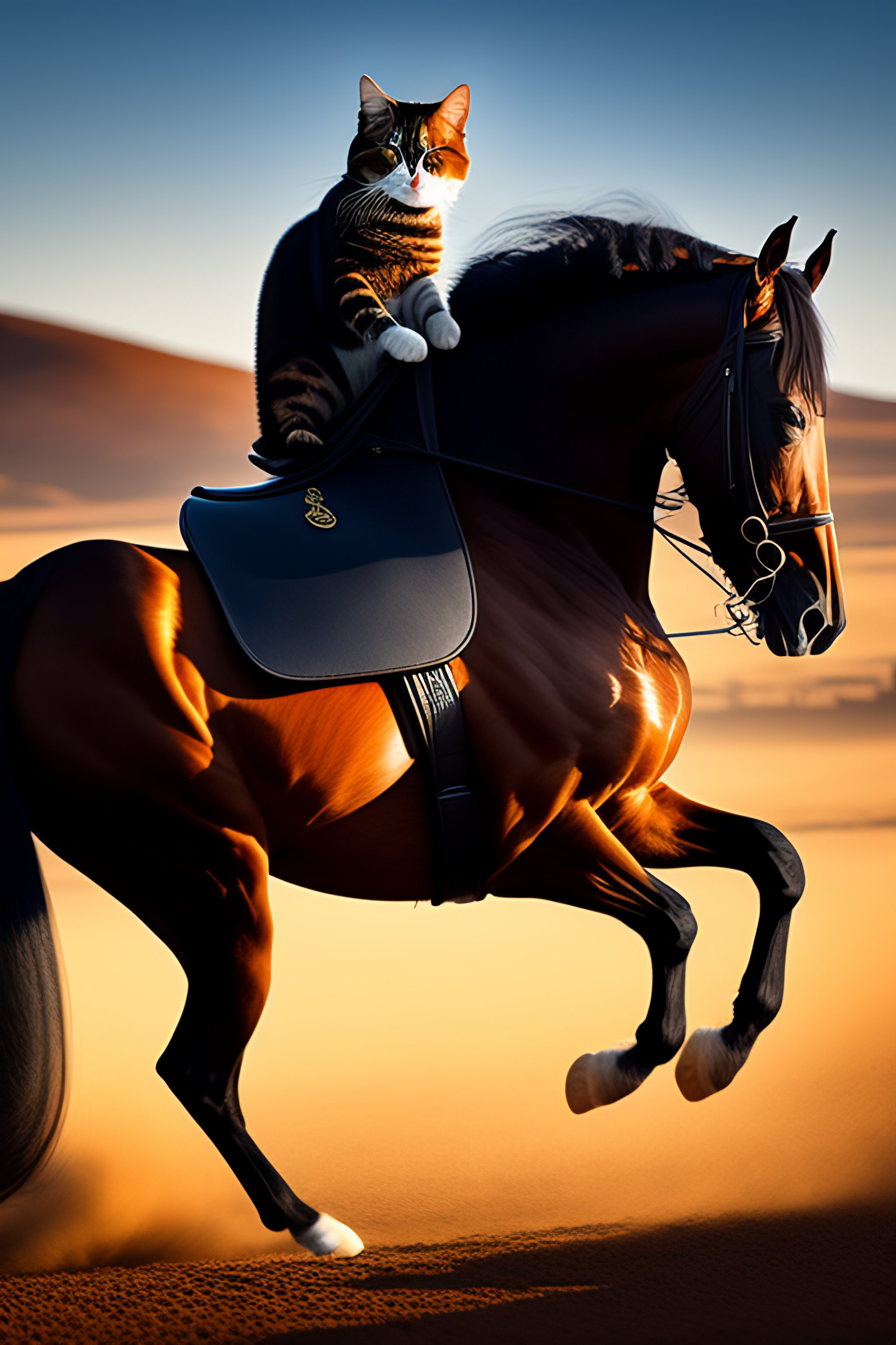 Lexica - Ninja cat riding a horse