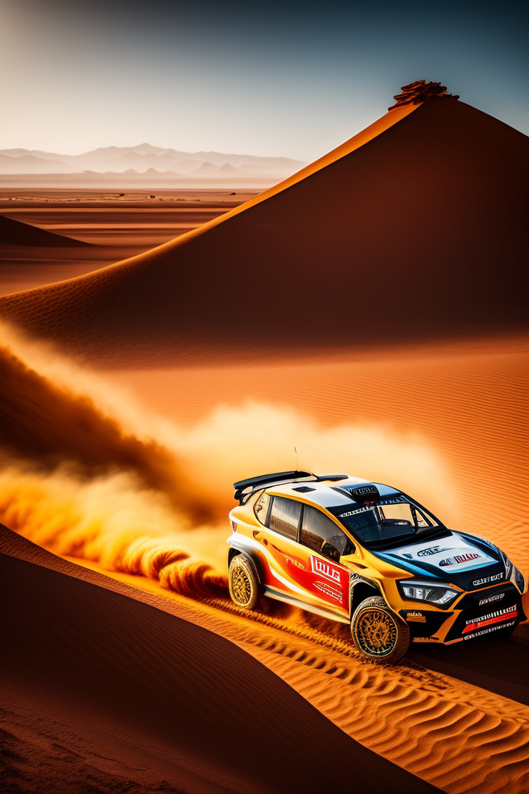 Lexica - Lada rally in desert, cinematograph
