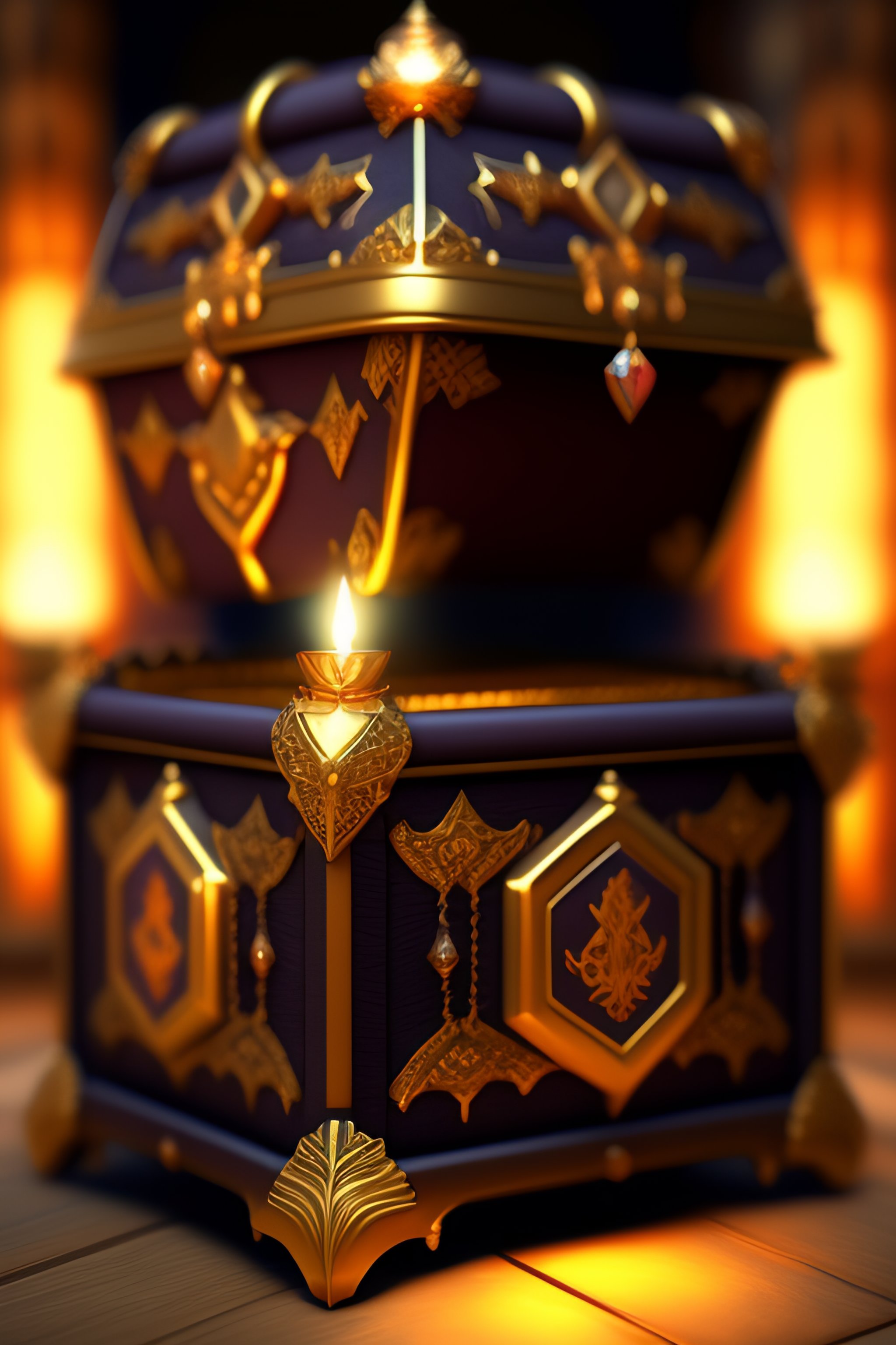 Lexica - Cinematic study of a fantasy chest containing gold and ...