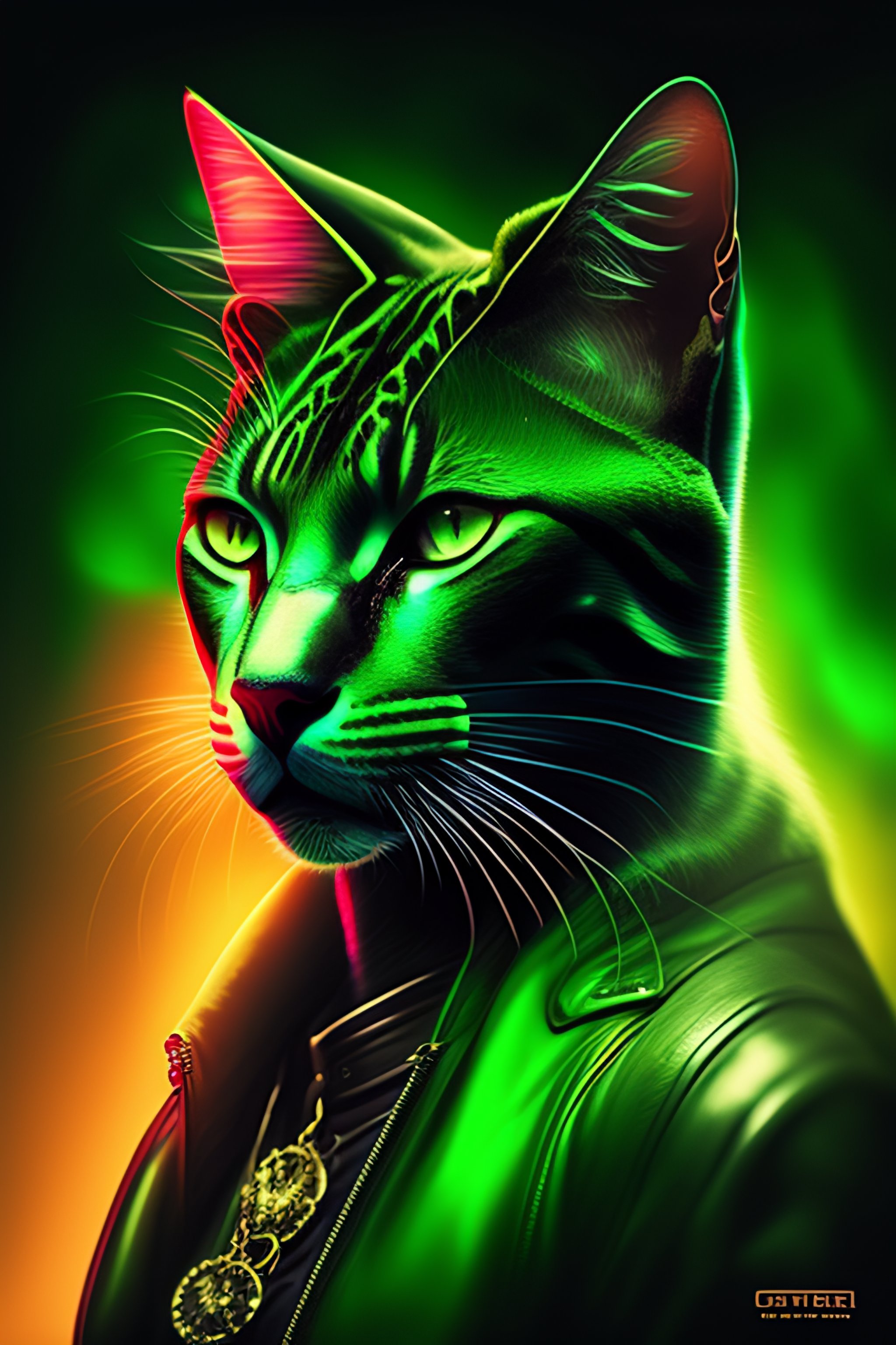 Lexica - Green cat, terminator movie style