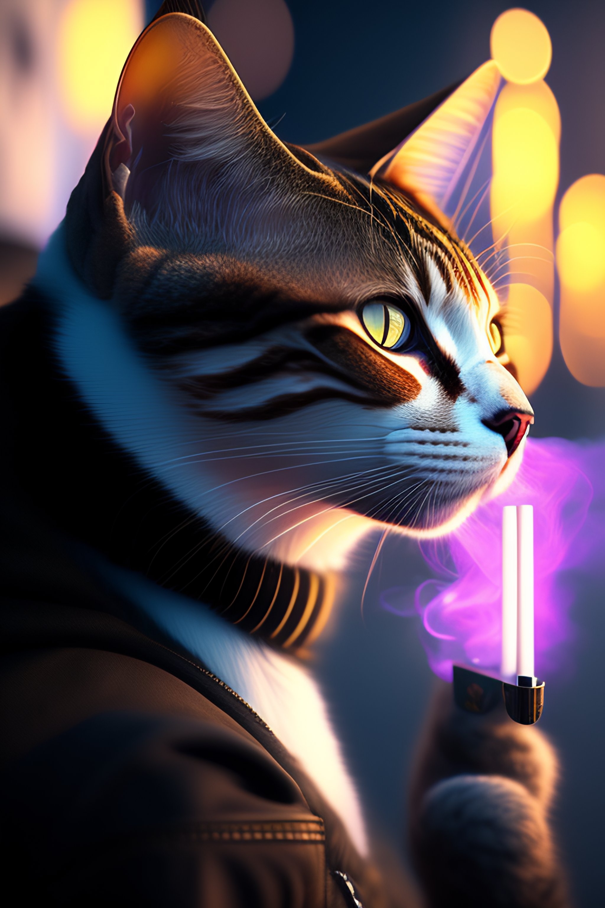 Lexica - Cat smoking cigarette, cyberpunk style, unreal engine