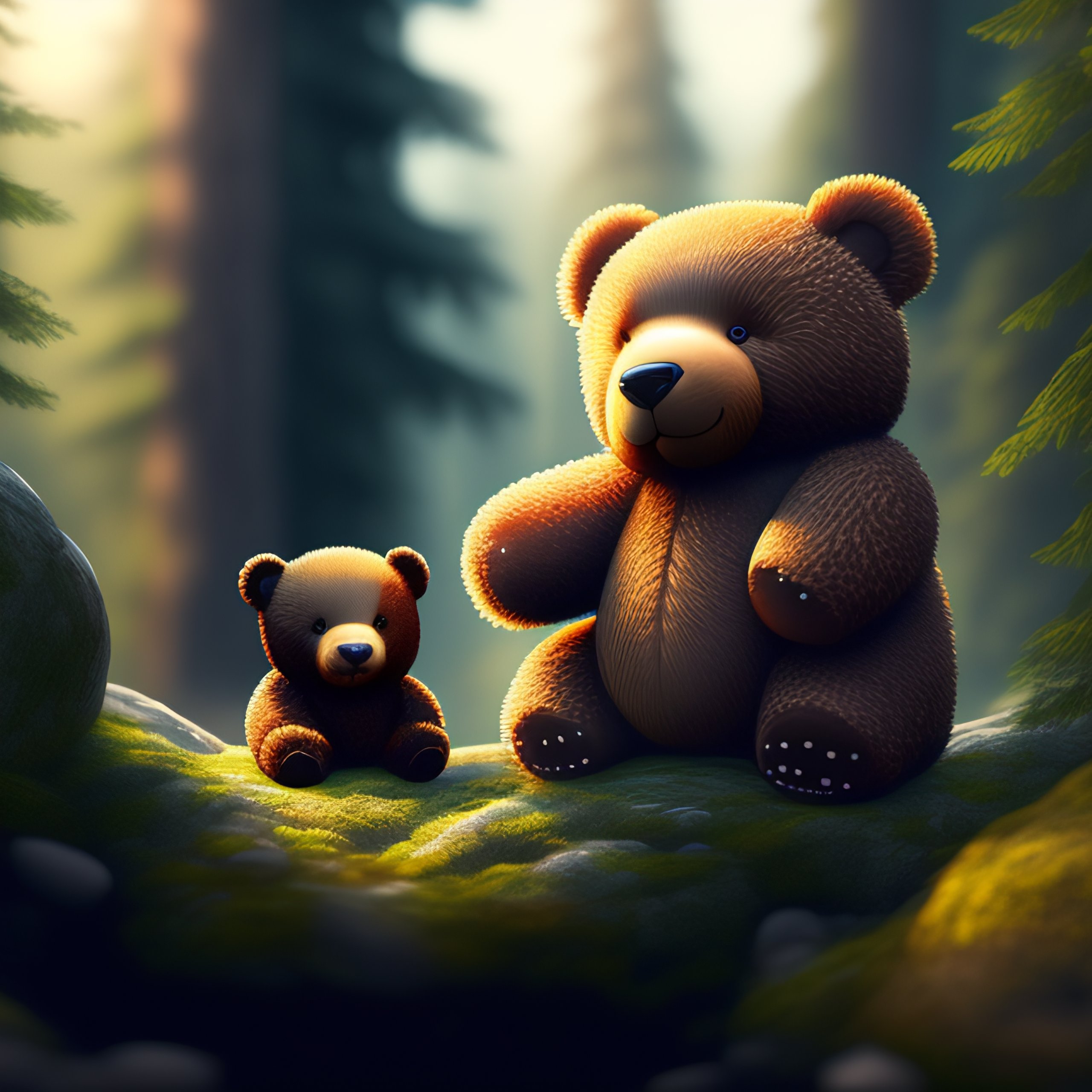 Two Cute Teddy Bear Cartoon