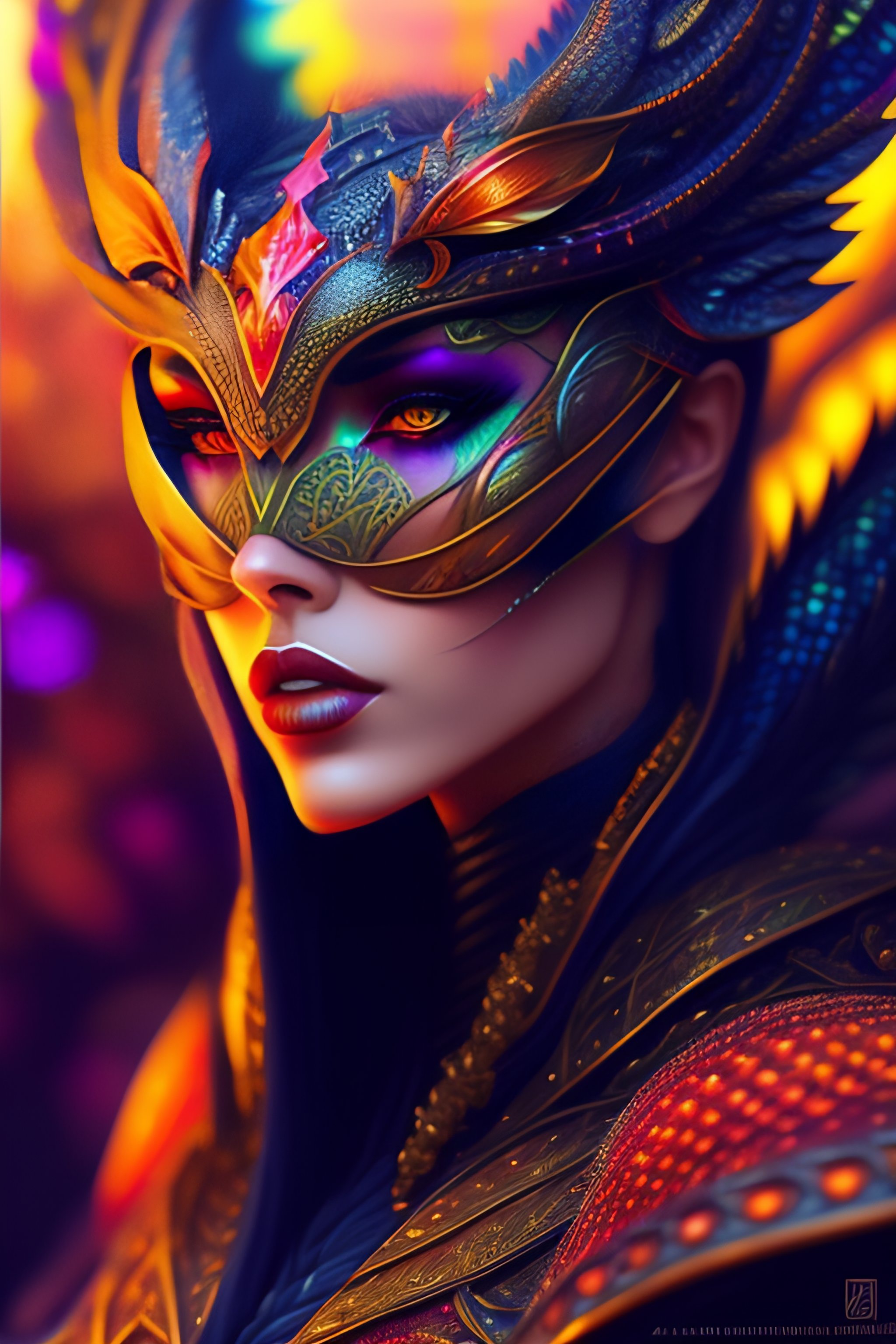 Lexica - A close up of a person in a costume, snake skin armor forest ...