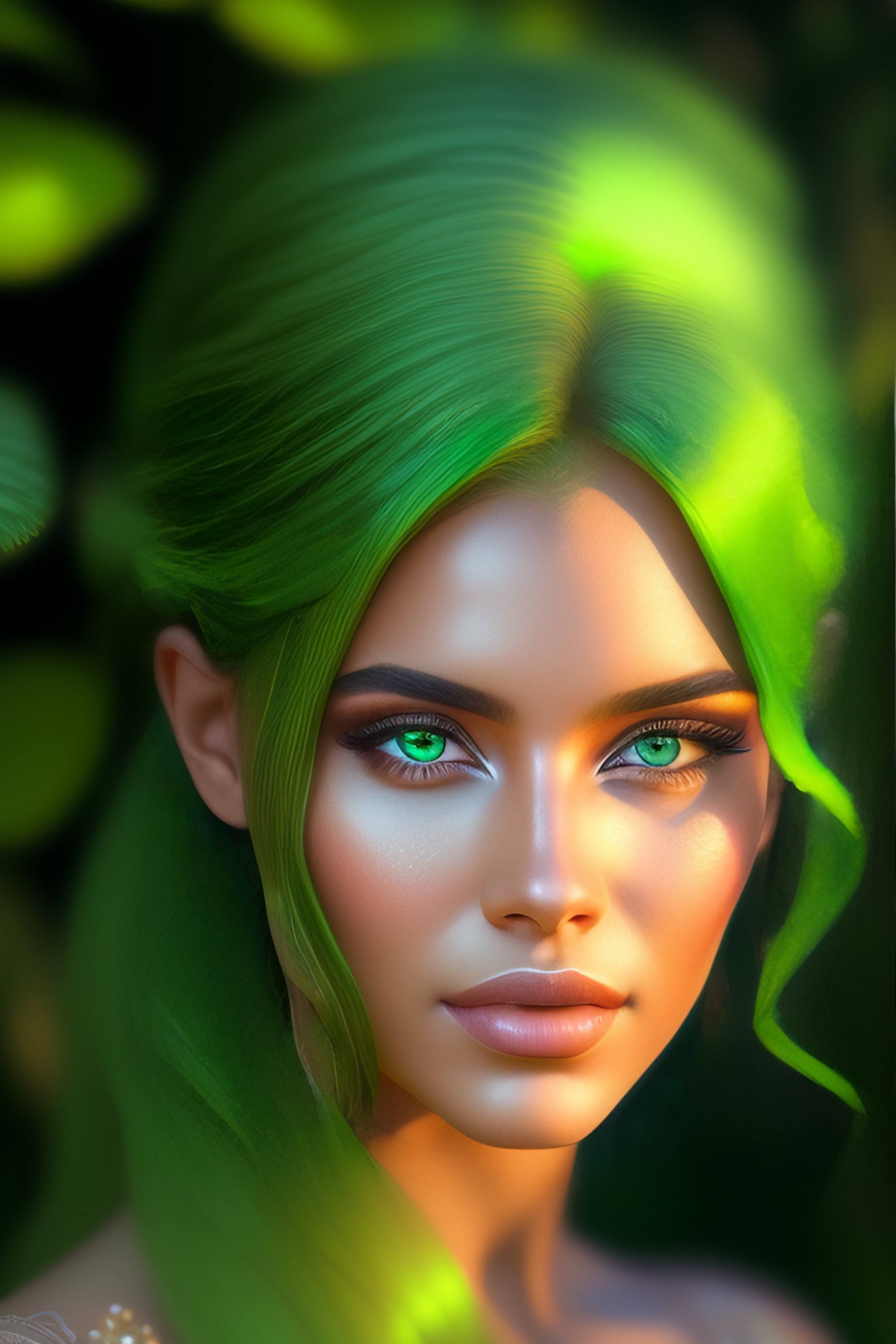 Lexica - Fairy world nymph, Green colors, wide angle, hyper realistic ...