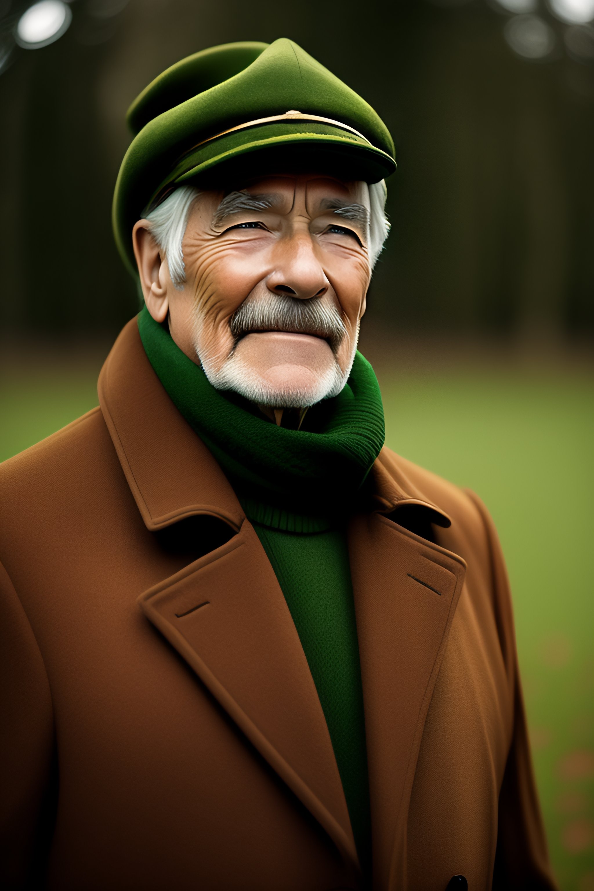 Lexica - Old man in brown coat and green cap