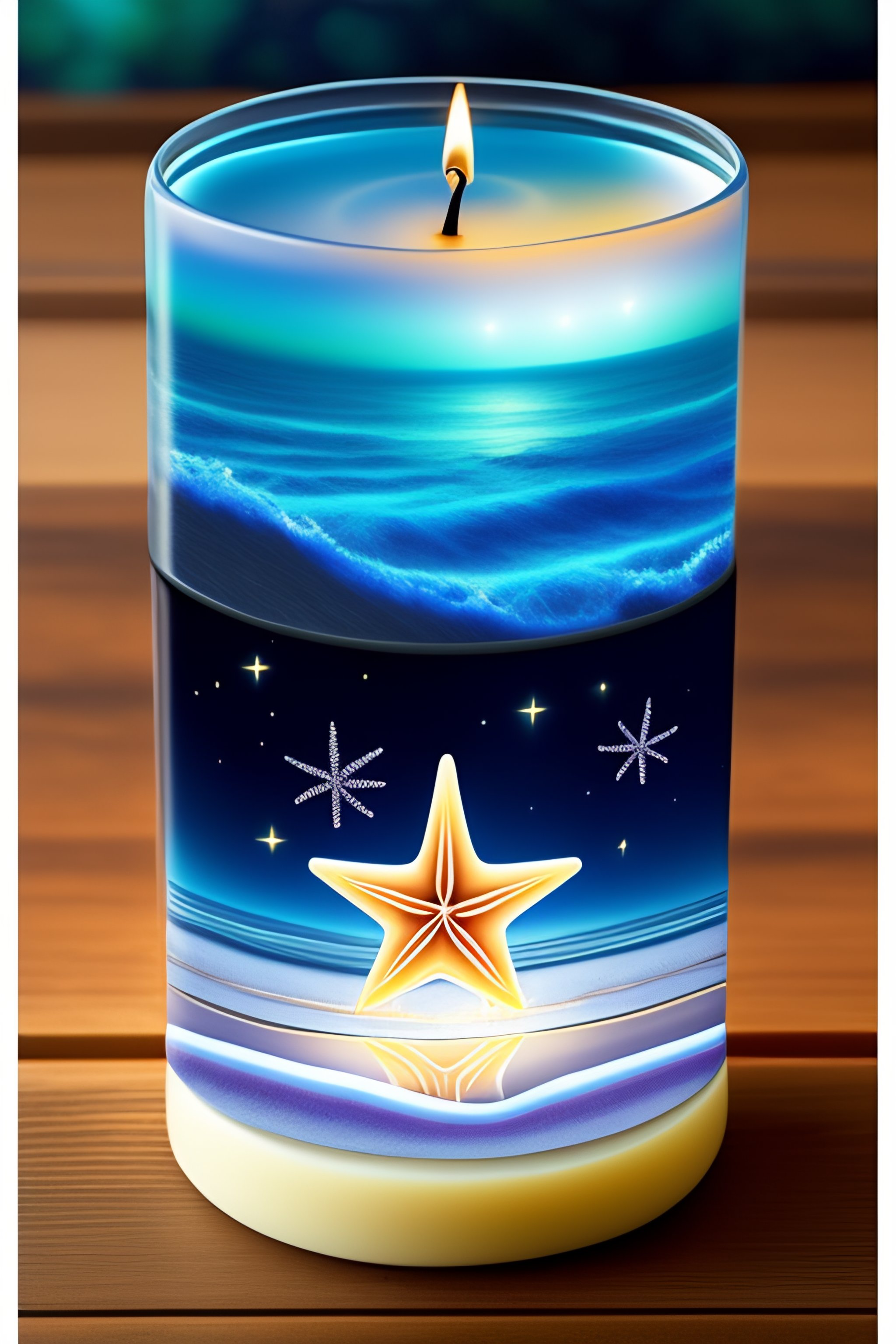 Lexica - Design beach, stars, sky label for candle