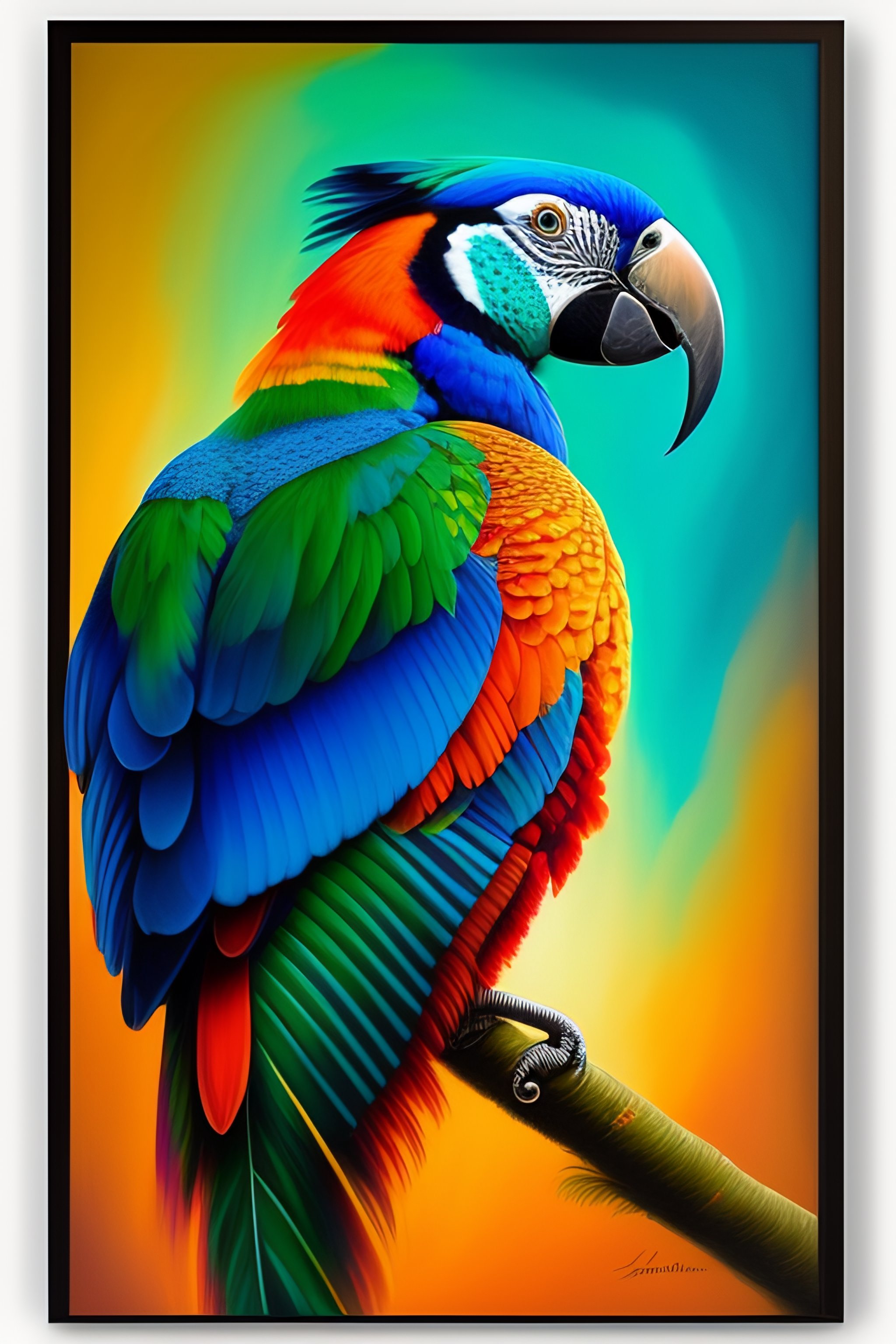 Lexica - Peacock macaw full color painting