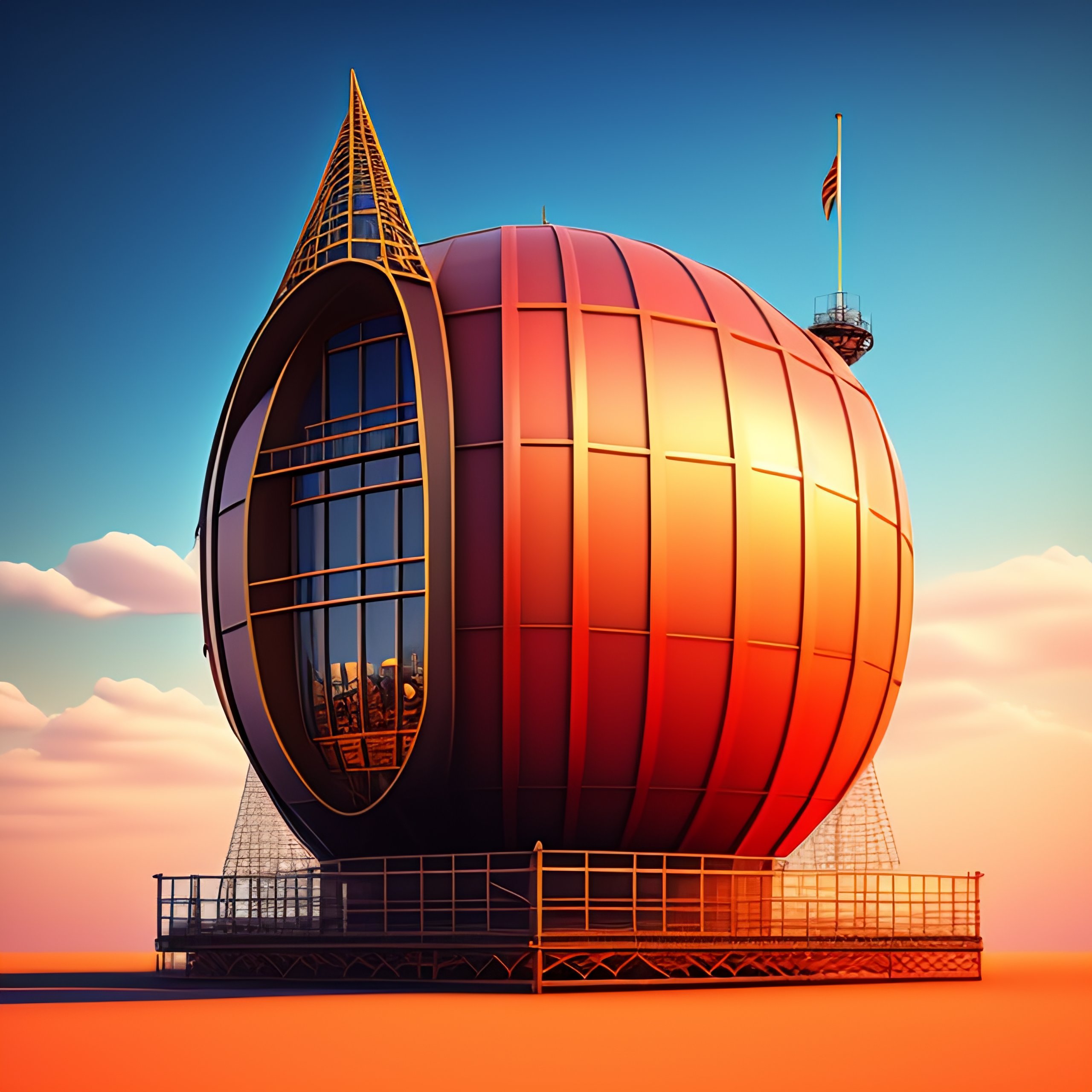 Lexica - Huge low poly bourbon barrel sitting on top of a tower, the ...