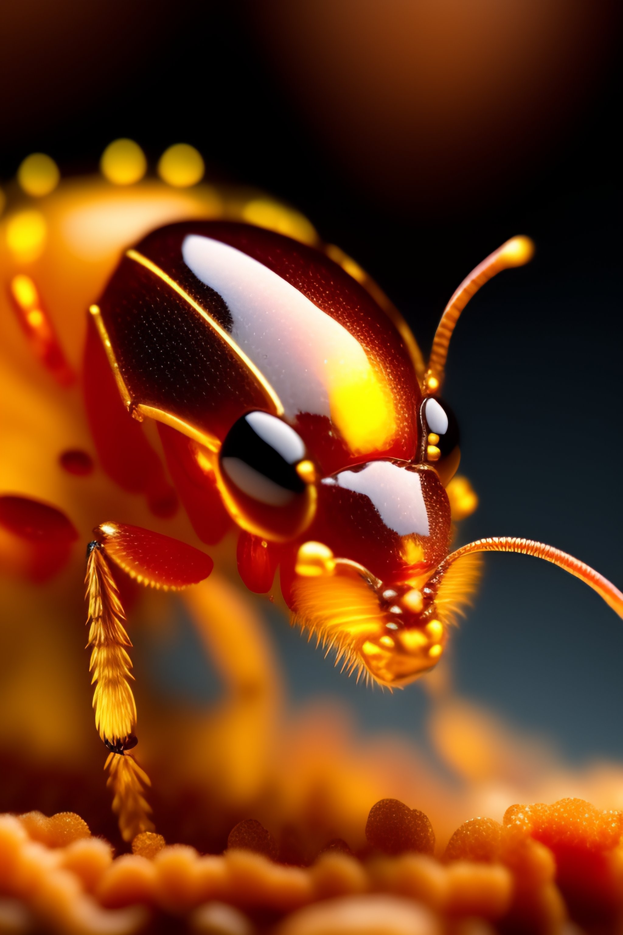 Lexica - An ant filled with gold and fire armour and wearing fire ...