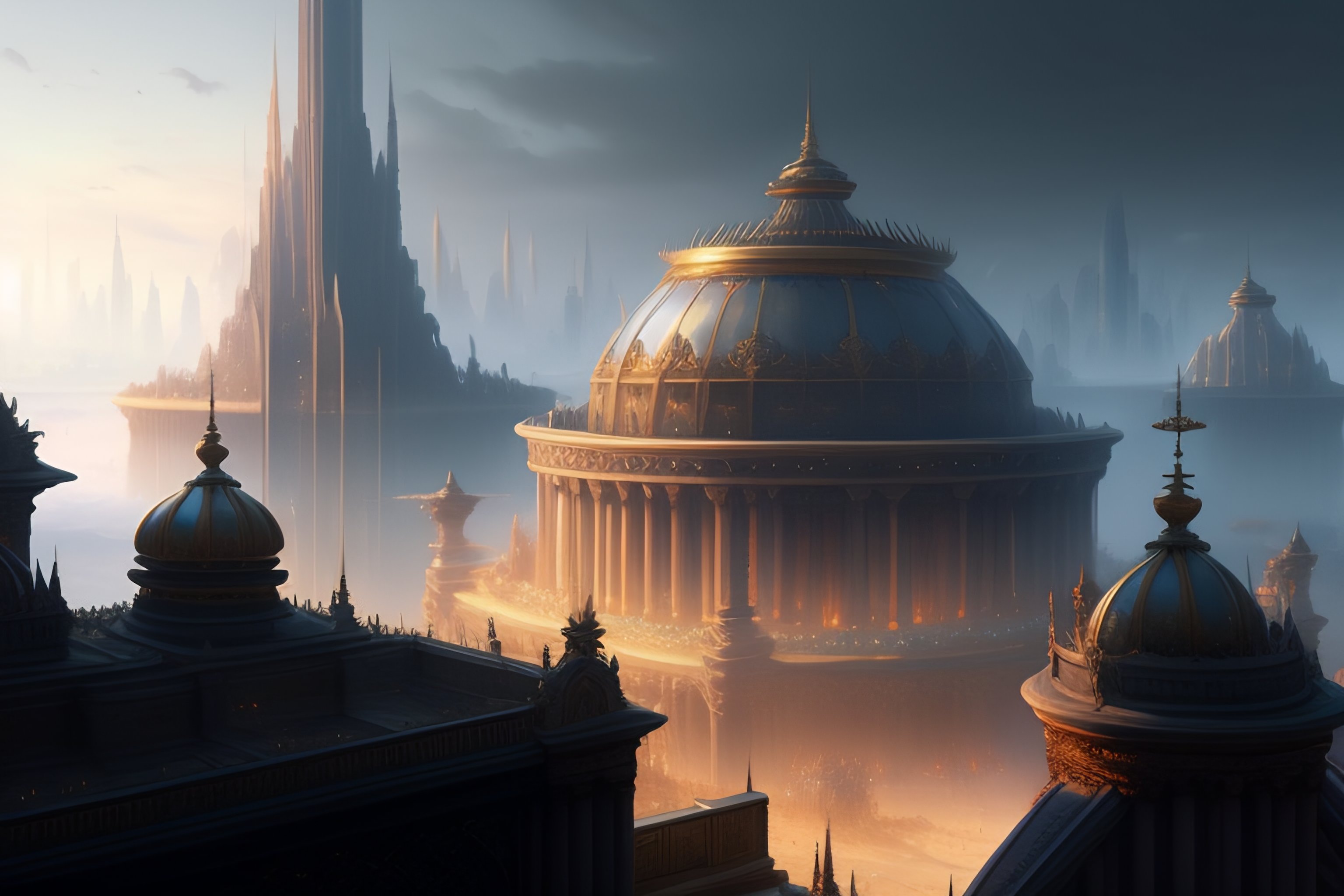 Lexica - Epic view, wide angle, elegant fantasy capital city, insanely ...