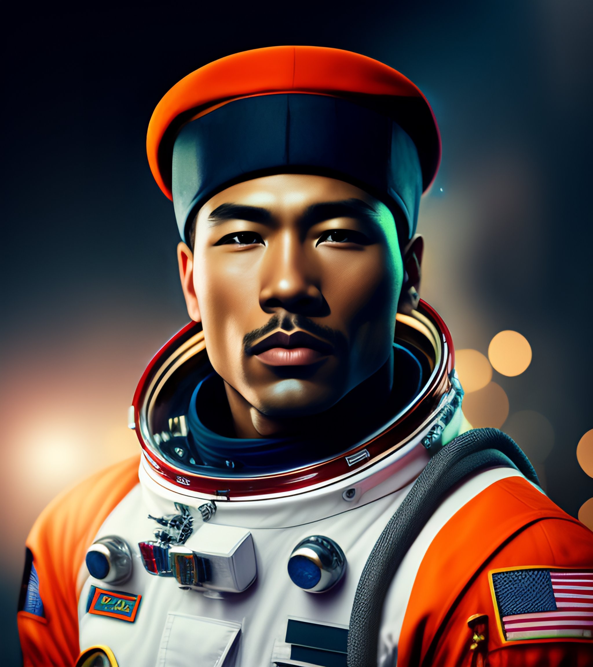 Lexica - Portrait of a man, astronaut suit, military beret, front ...