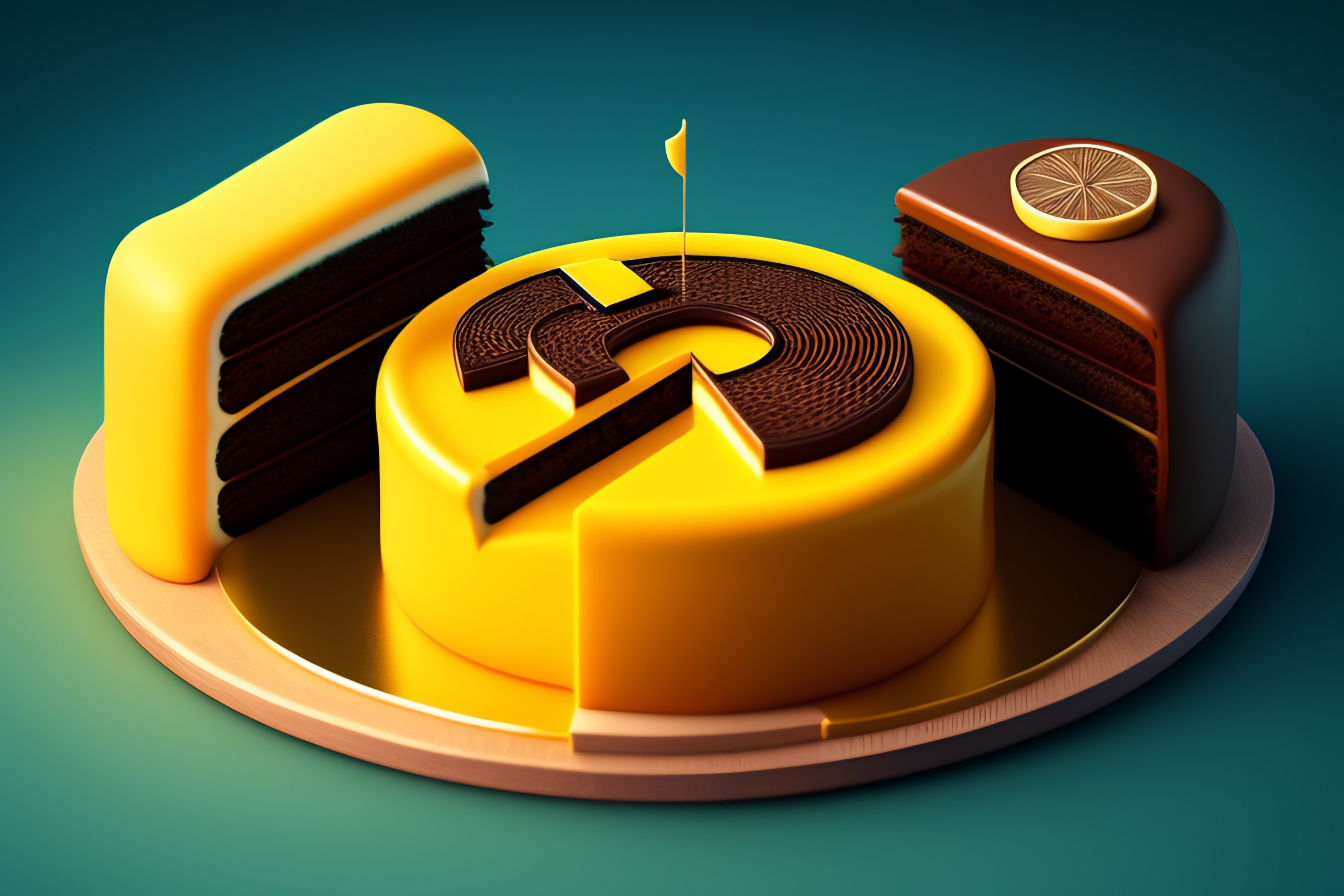 Lexica - A cake with a bitcoin logo, and a slice is eaten, isometric ...