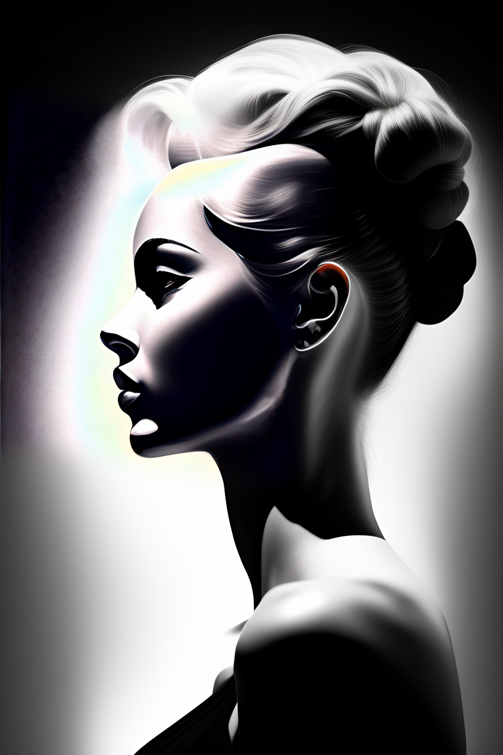 Lexica - Monochrome silhouette of a face, black and white, 2d, side view