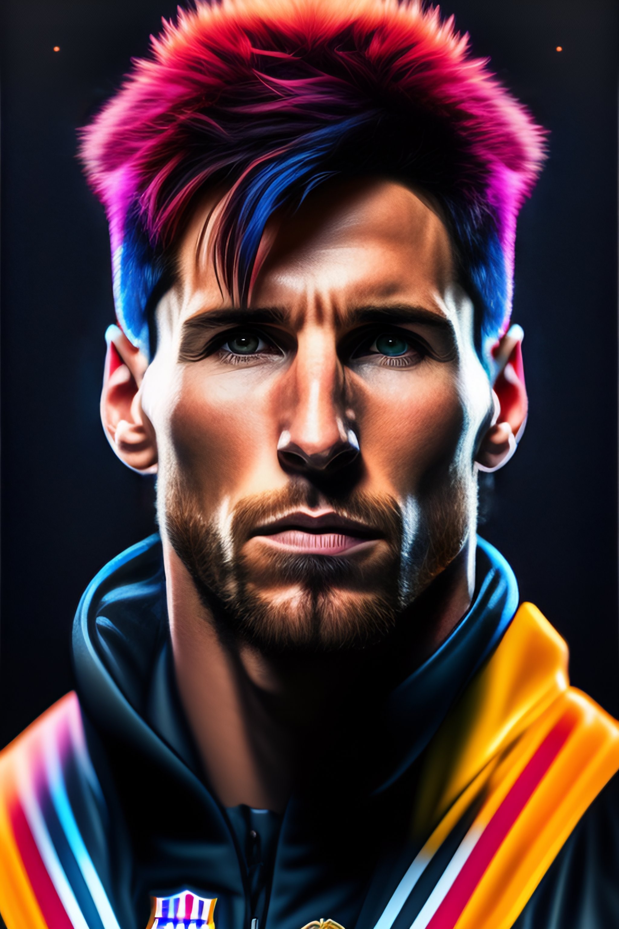 Lexica - Symmetry!! portrait of cyberpunk Lionel Messi