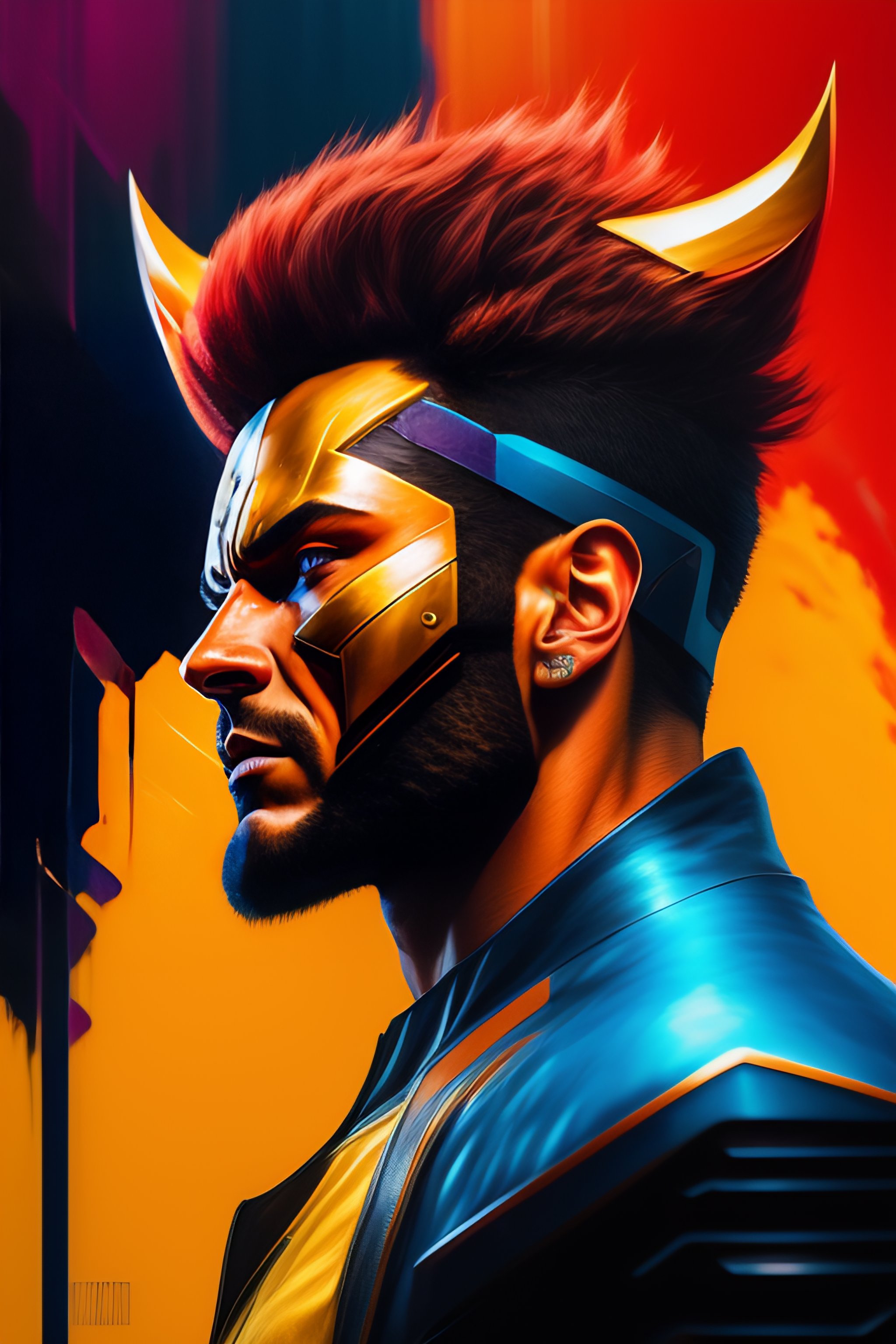 Lexica - Portrait painting of wolverine as an cyberpunk character ...