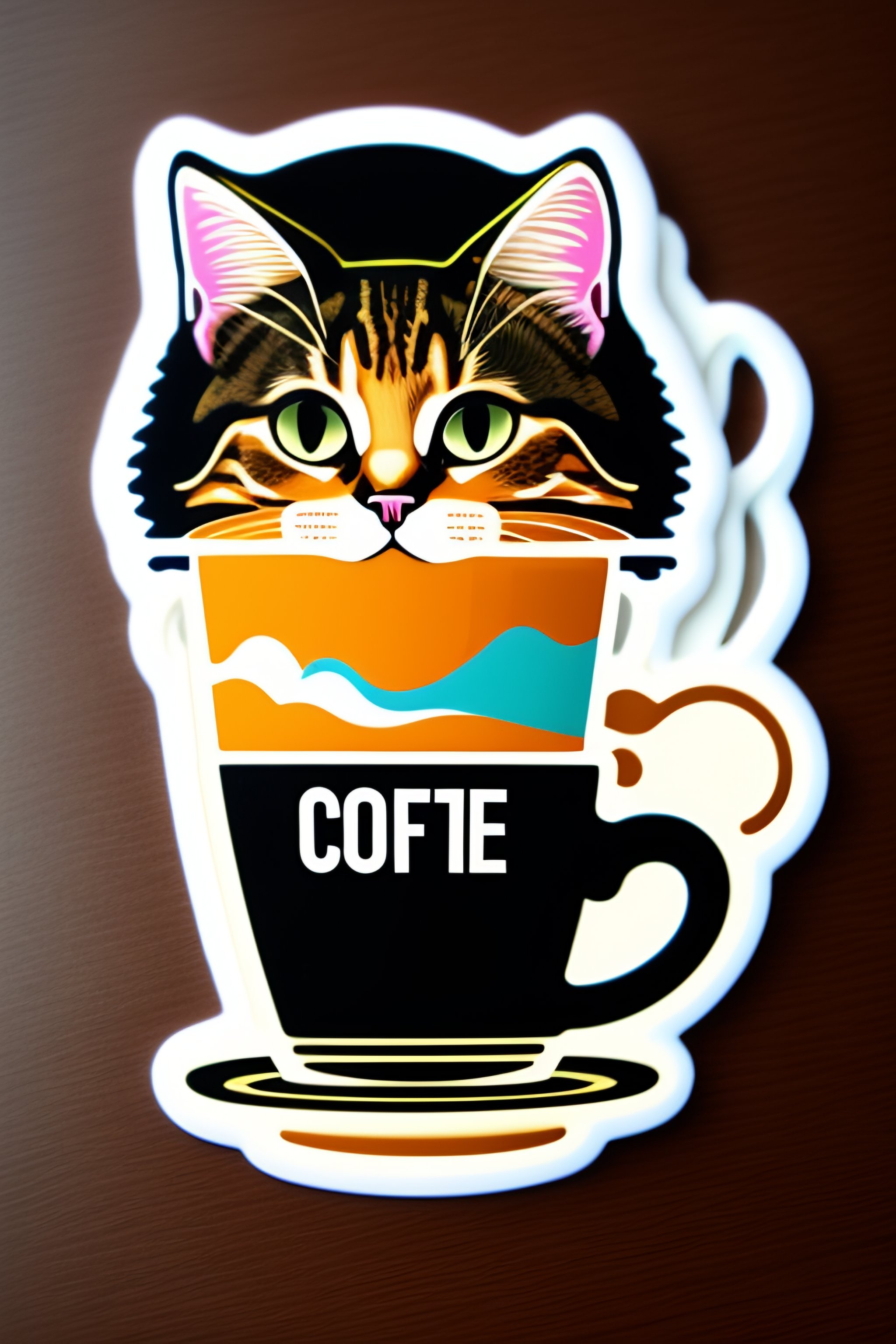 Lexica - Cat drinking america coffee kawaii sticker