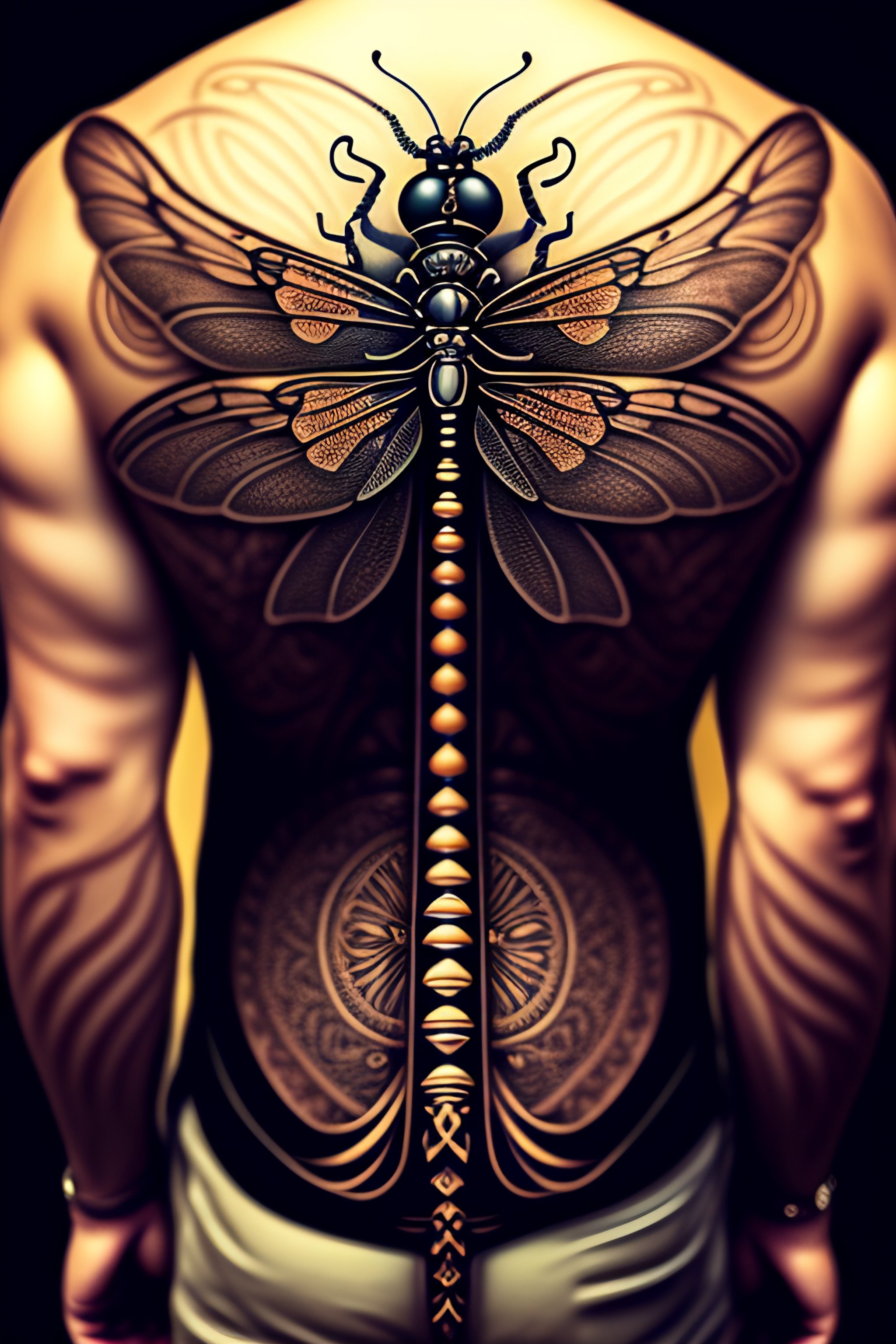 Lexica - A detailed tattoo sketch of what looks like a dragonfly in the ...