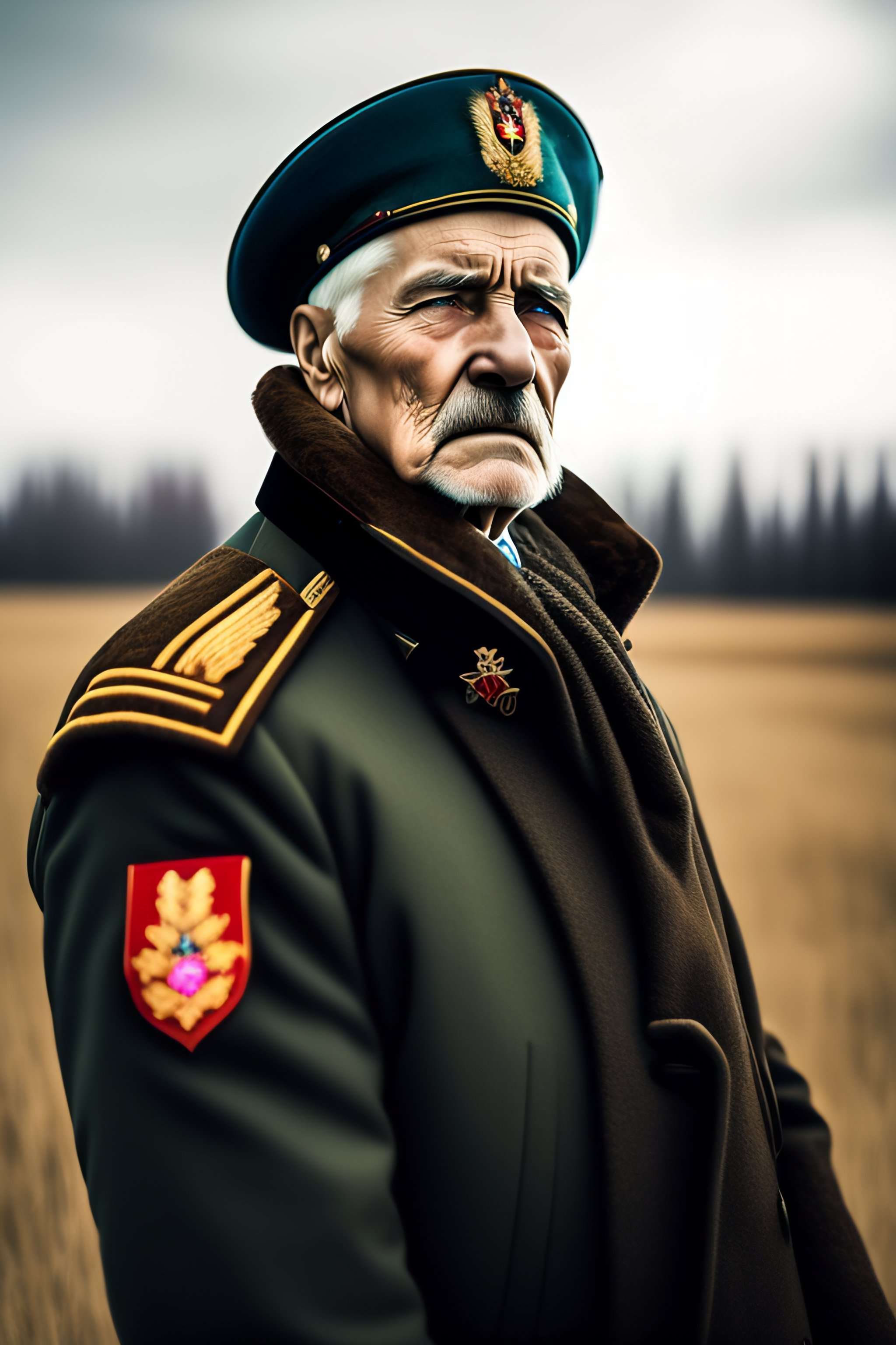 Lexica - Portrait of old depressed Russian military veteran