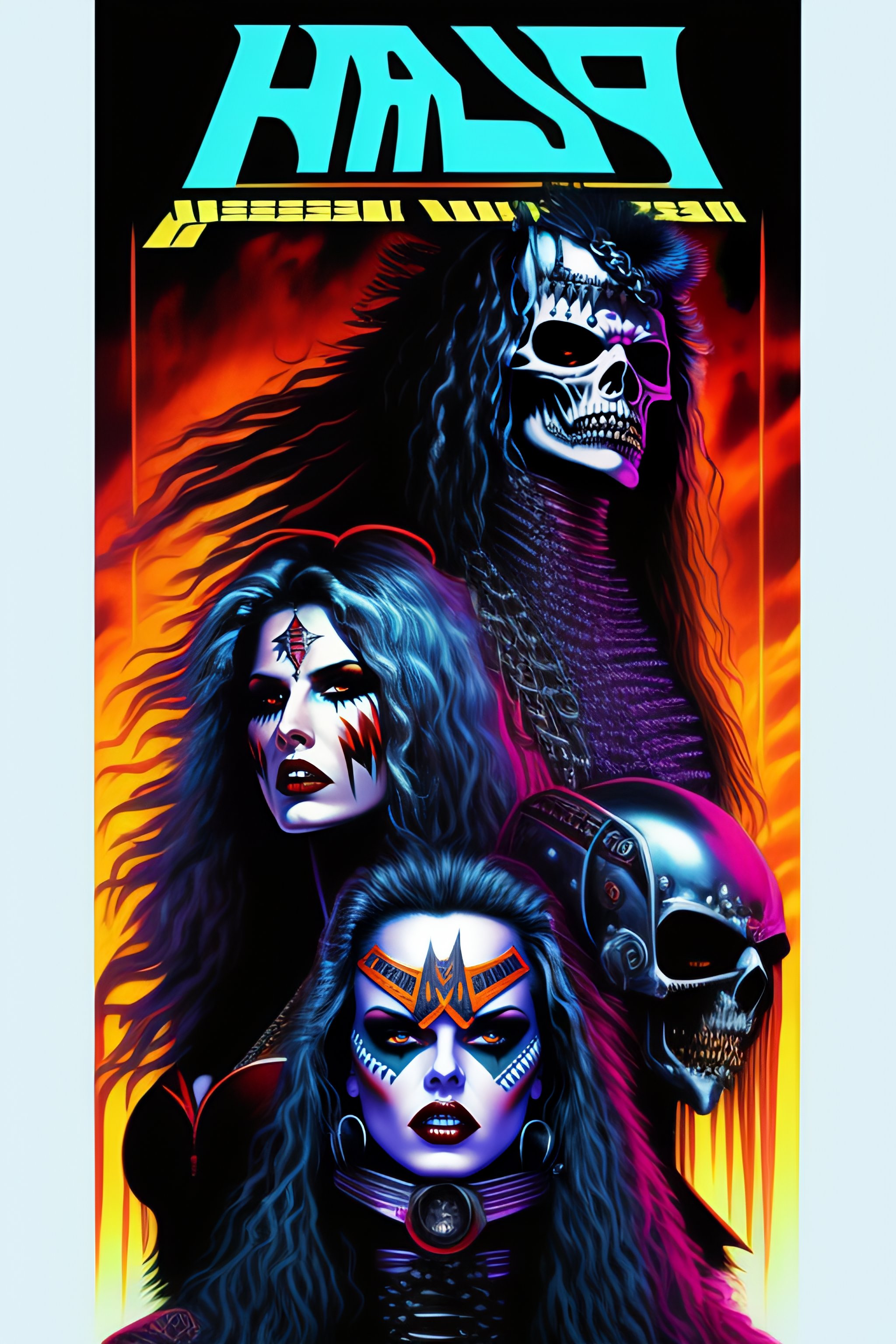 Lexica - 1987 illustration design scary heavy metal art of 2 strong ...