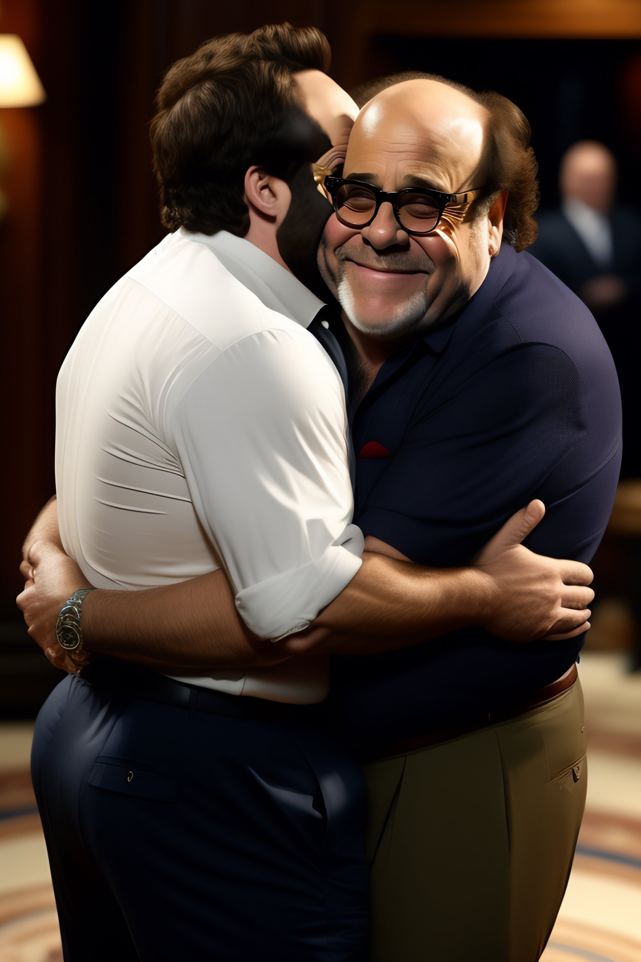 Lexica - Danny devito gently hugging charlie day from behind
