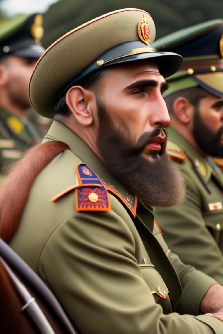 Lexica - A close-up of Fidel Castro, the leader of the soldiers, on his ...