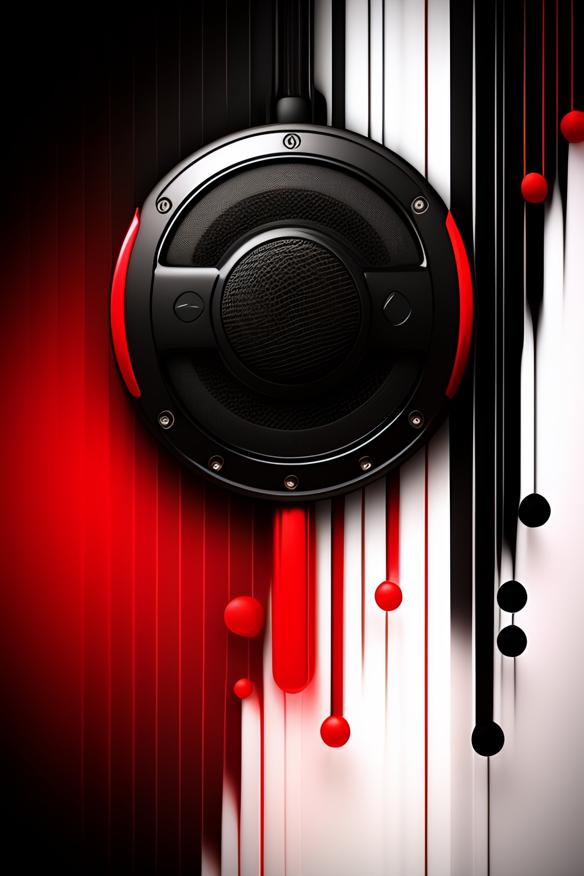 Red Music Note Black Background