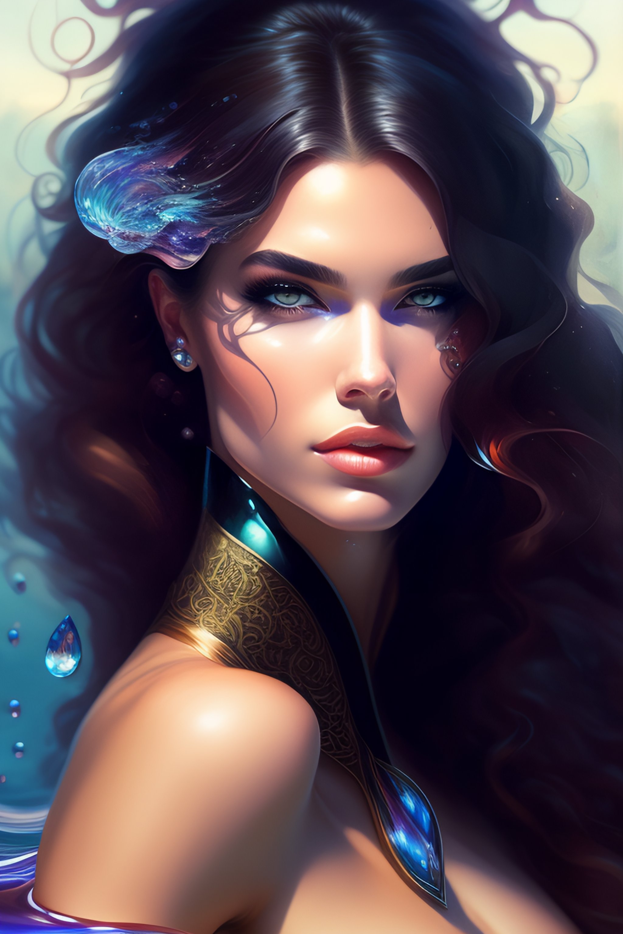 Lexica - "delirium, liquid smoke chaotic storm, stylized beauty portrait, broken glass, bubbling ...