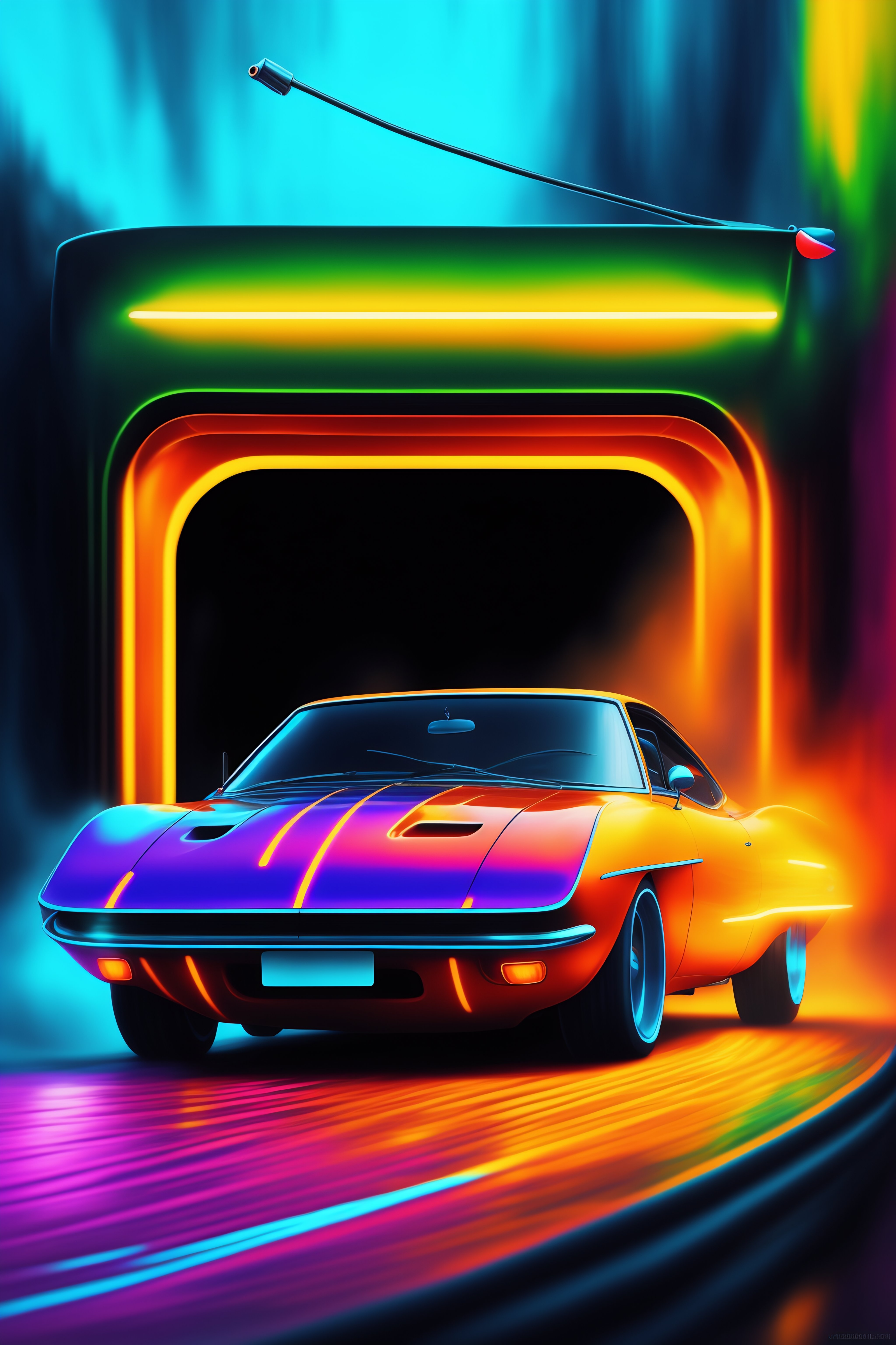 Lexica - Car wash, car in tunnel, water splashes, pop art, party ...