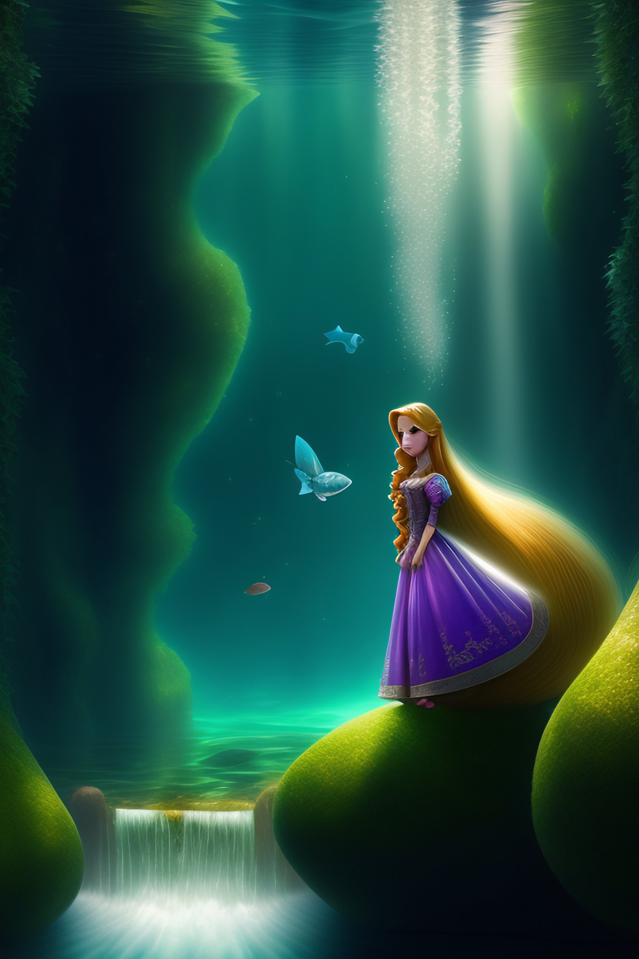 Lexica - Rapunzel in the water